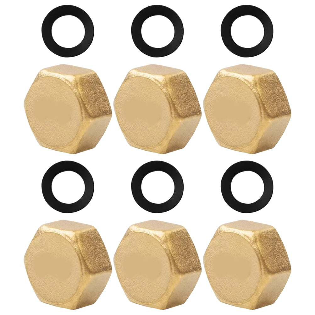 WORGEOUS 6pcs Female Blanking Cap 1/2" Brass Stop Cap with Washers ...