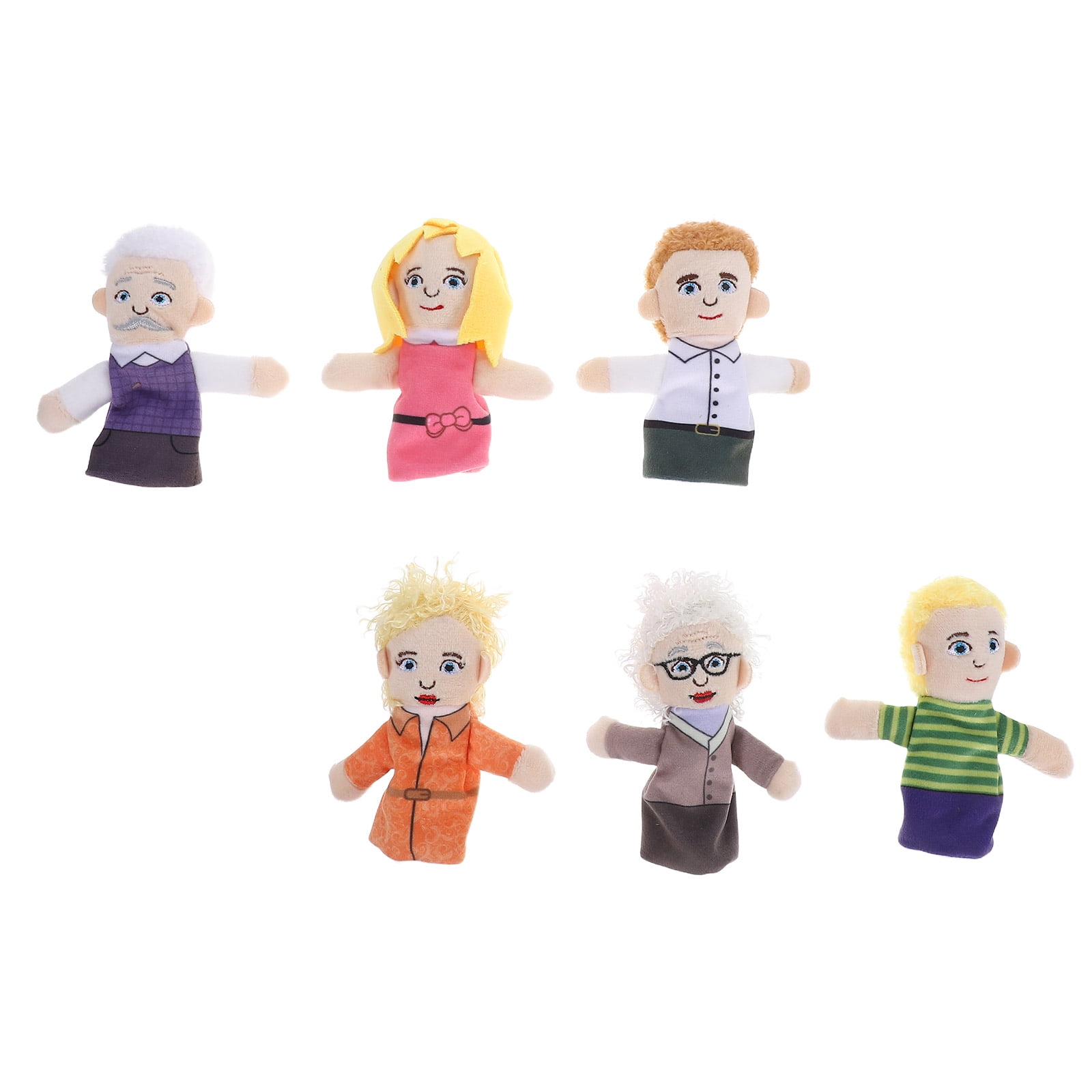 WORGEOUS 6pcs Soft Plush Family Finger Puppets Interactive Educational ...