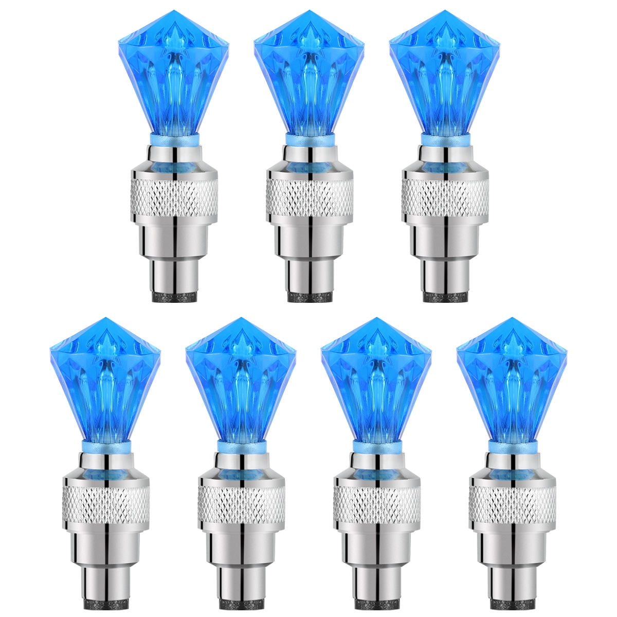 WORGEOUS 7 PCS Valve Light Bike Bicycle Stem Lights Front and Back Blue ...