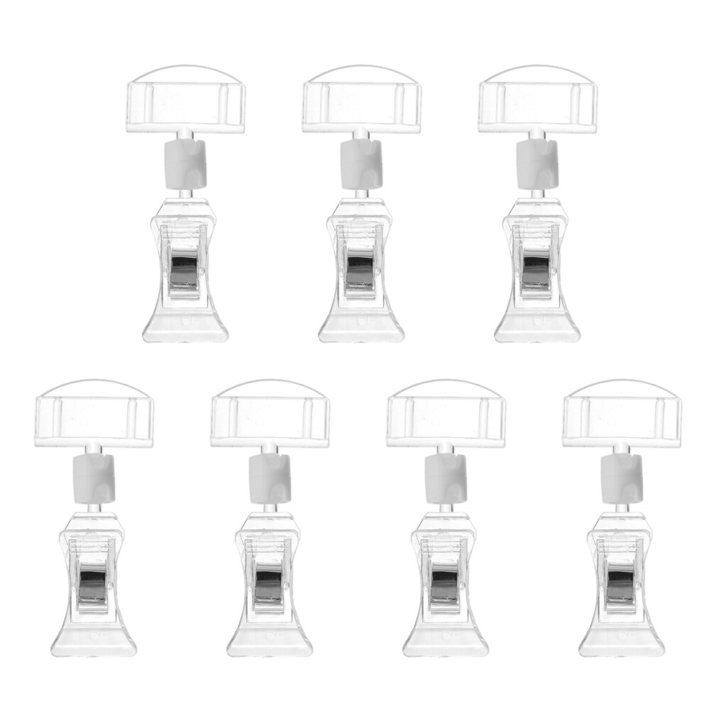 WORGEOUS 7 Pcs Supermarket Price Tag Clip Food Sign Holder Labels Clear ...