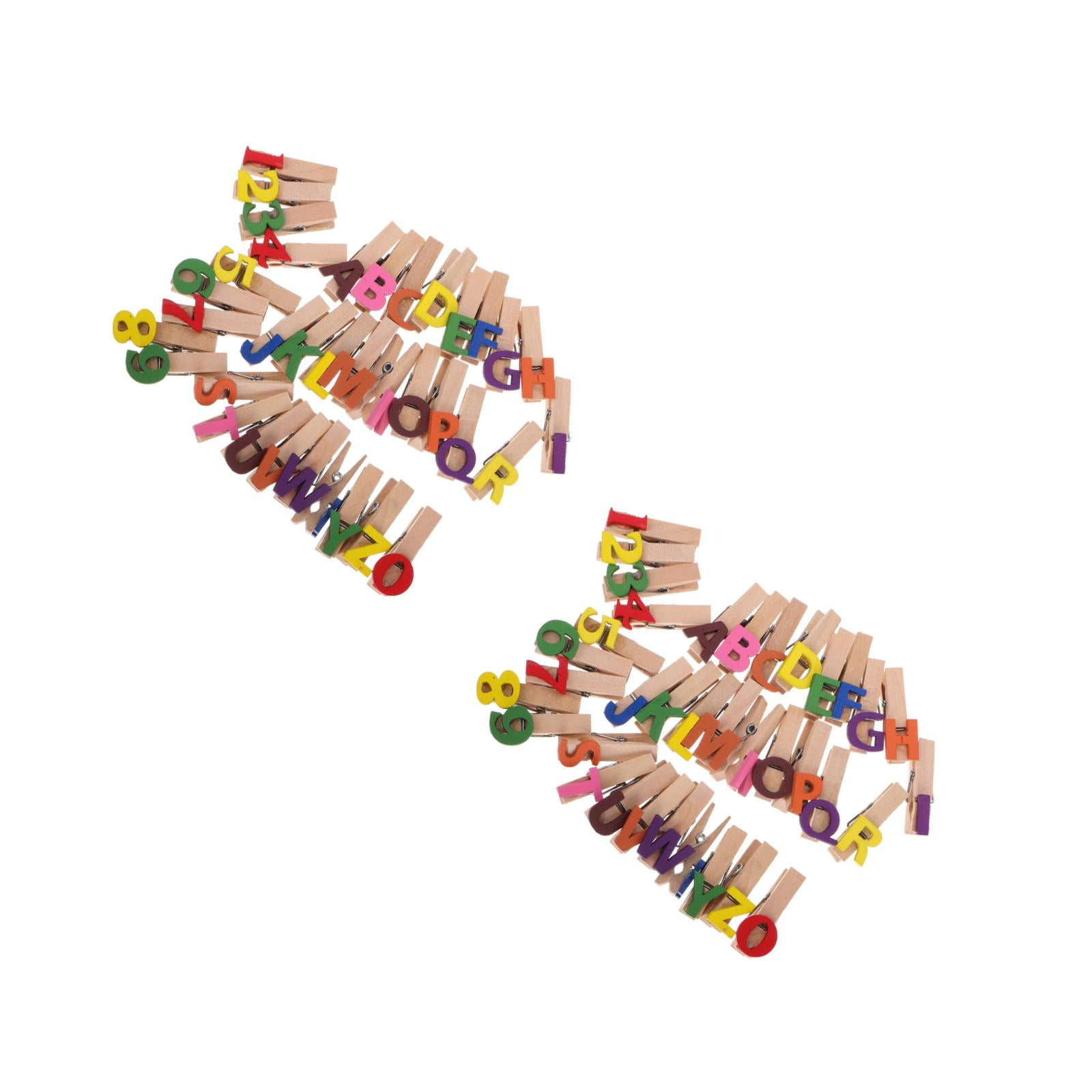 WORGEOUS 70 pcs Mini Wooden Clothespins Numbered And Letter Clips ...