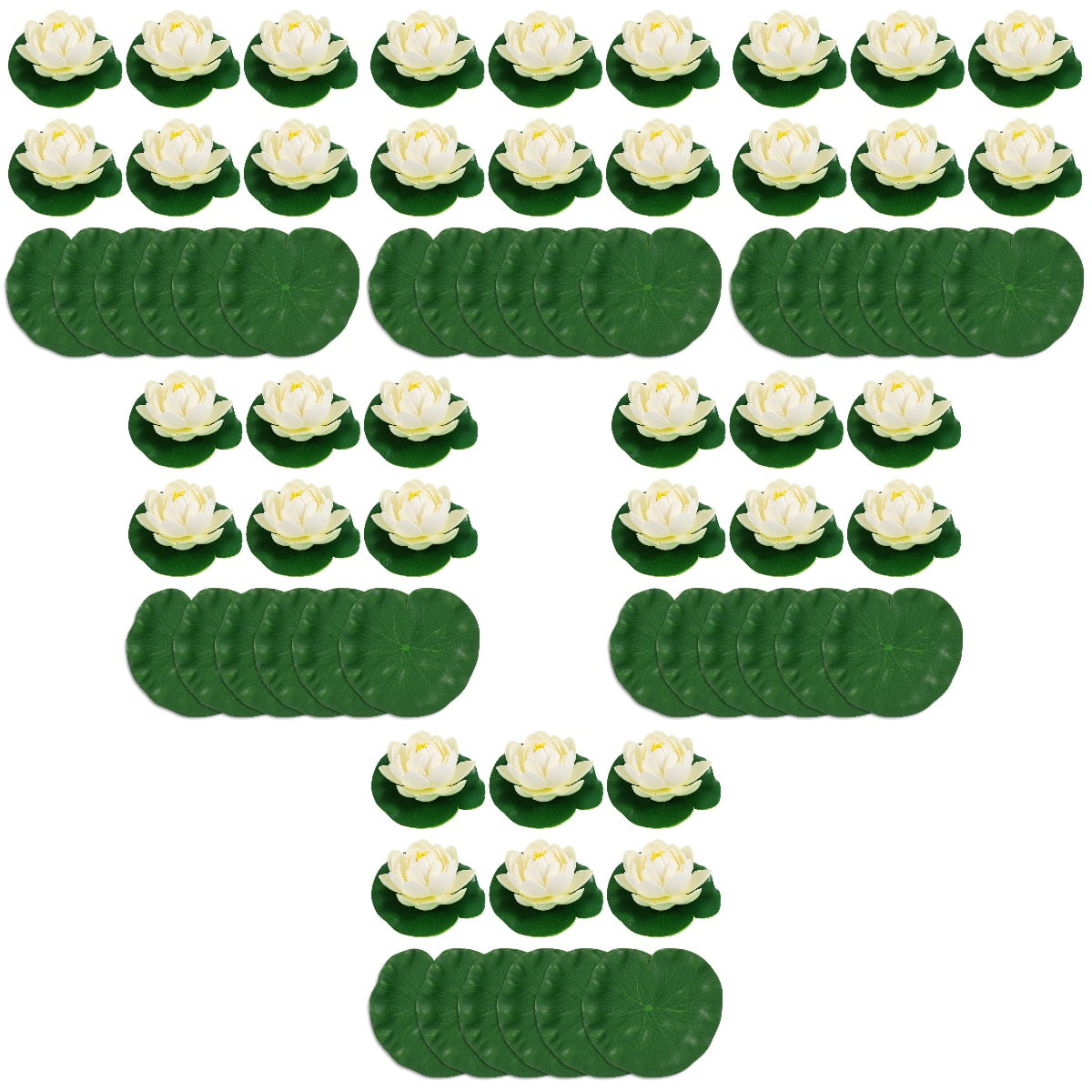 WORGEOUS 72 pcs Floating Lily Pads Artificial Lotus Flowers Fish Pond ...