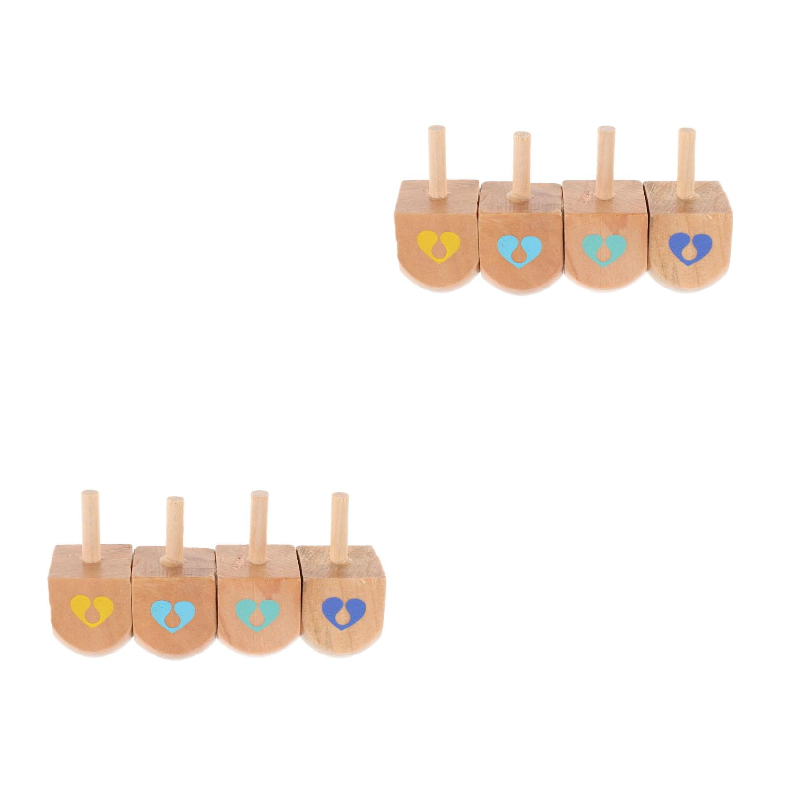 WORGEOUS 8 Pcs Wooden Dreidel Spinning Tops Toy for Kids Natural Wooden ...