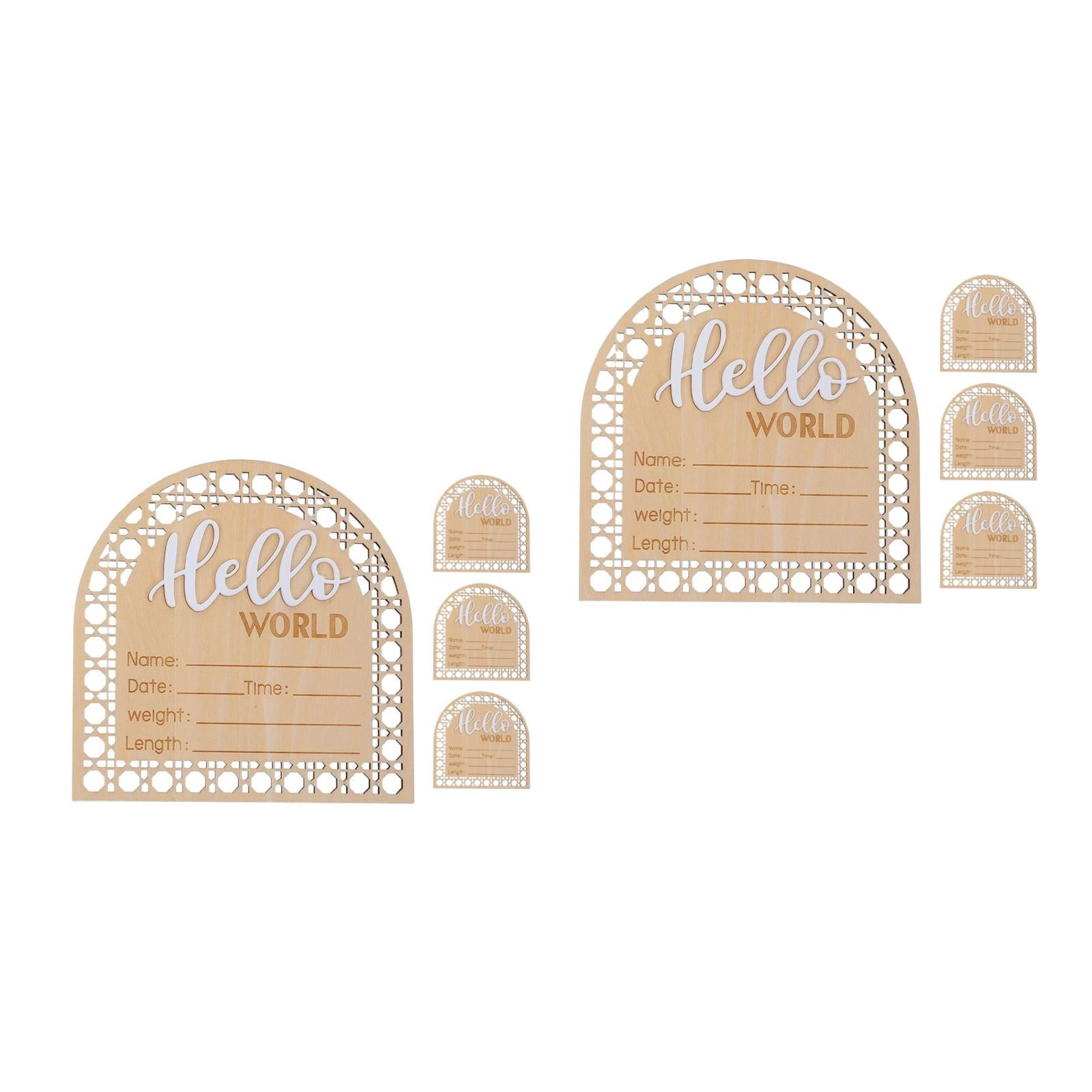 WORGEOUS 8 pcs Baby Announcement Sign Decor Decorative Wooden Newborn ...