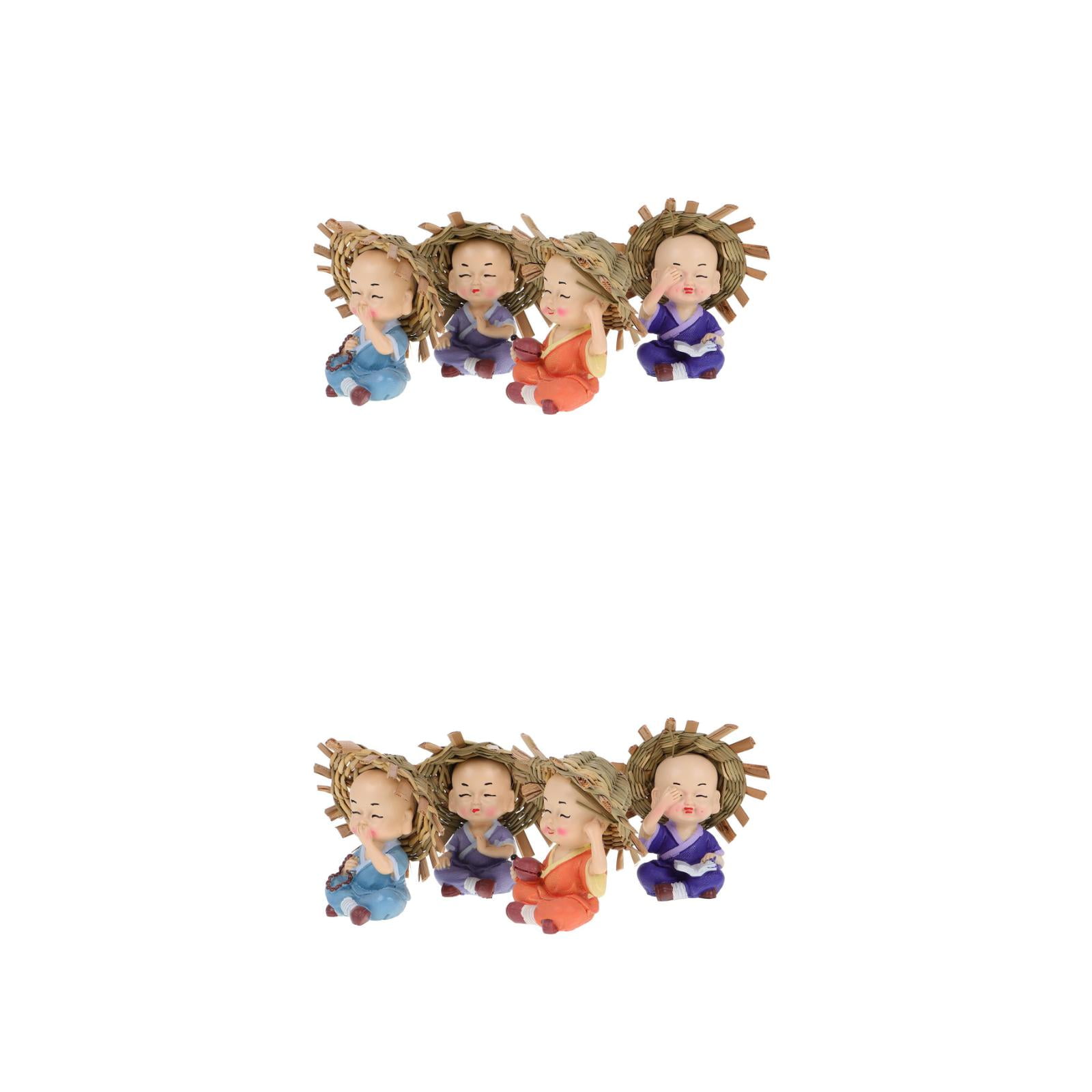 WORGEOUS 8 pcs Cute Resin Monk Statue Miniature Buddha Figurine Wise ...