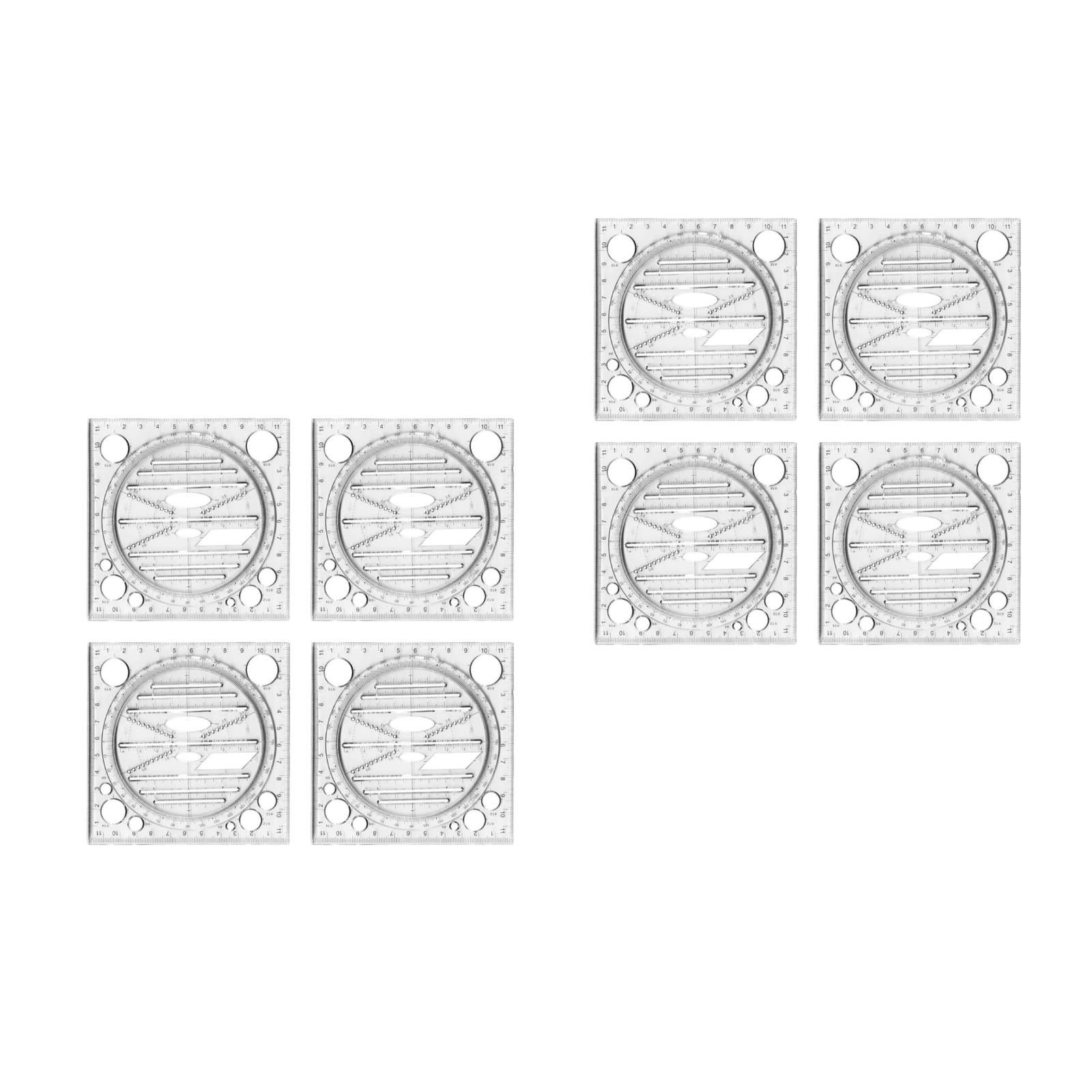 WORGEOUS 8 pcs Rotatable Geometric Drawing Rulers Measuring Draft ...