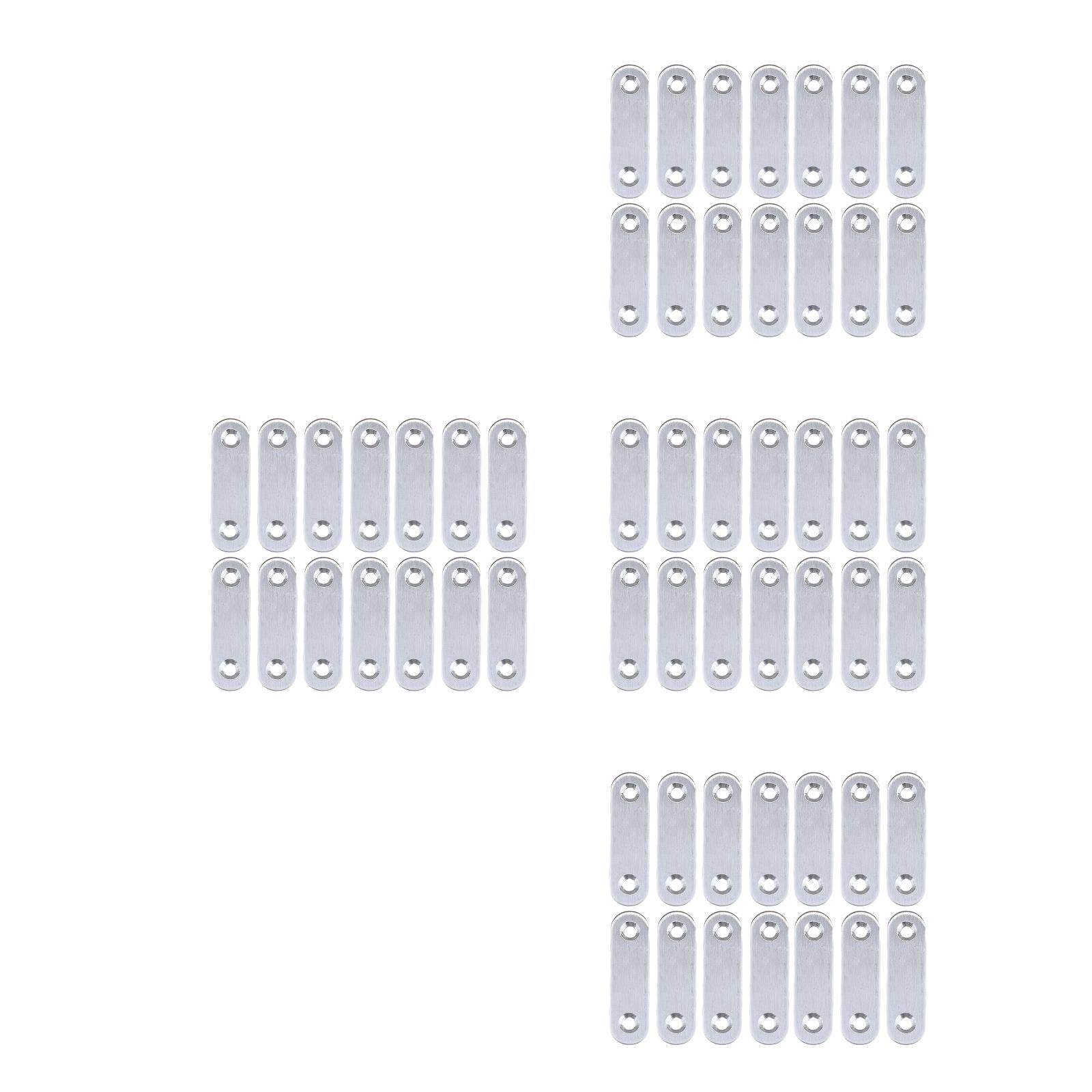 WORGEOUS 80 PCS Stainless Steel Flat Straight Brackets 4- Hole Metal ...