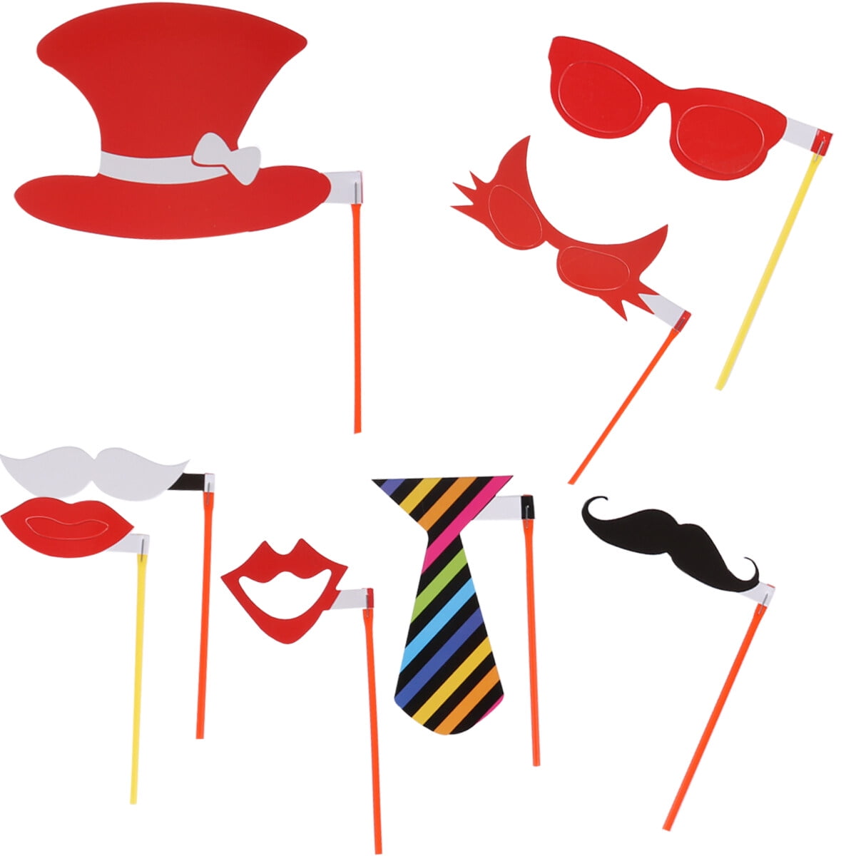 WORGEOUS 8PCS Party Funny Photo Booth Props Clown Beards Red Lips ...