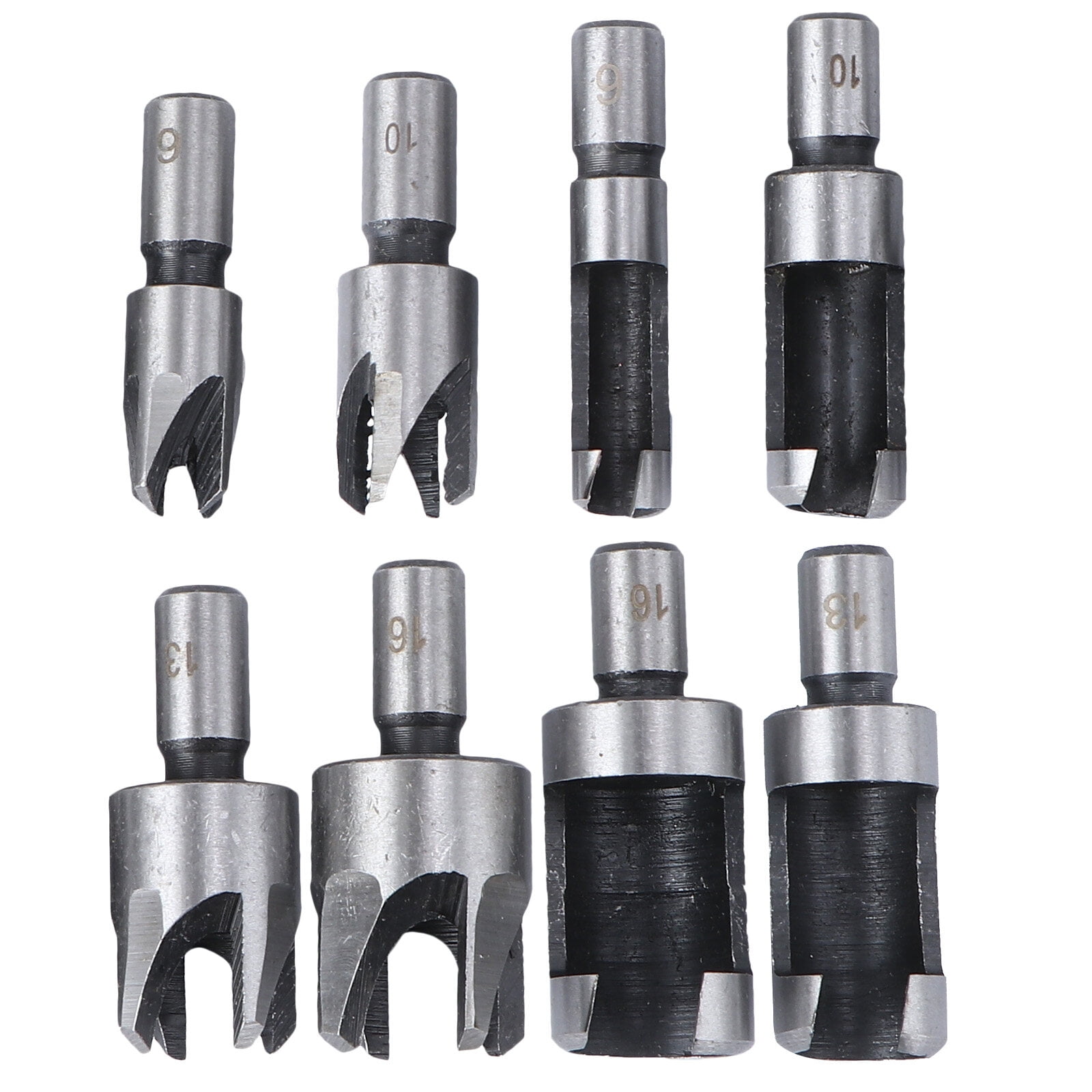 WORGEOUS 8PCS/Set Carbon Steel Wood Plug Cutters Straight Tapered Deep ...