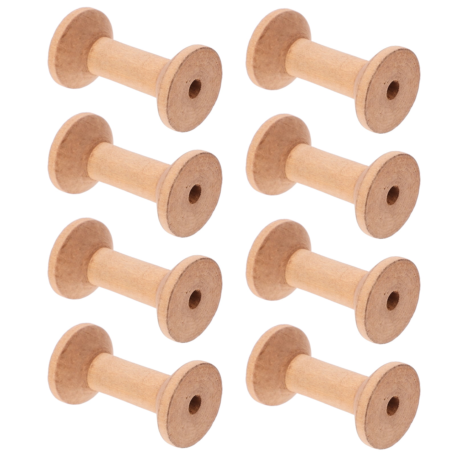WORGEOUS 8Pcs Wooden Empty Spools For Ribbon Bobbin Wood Sewing ...