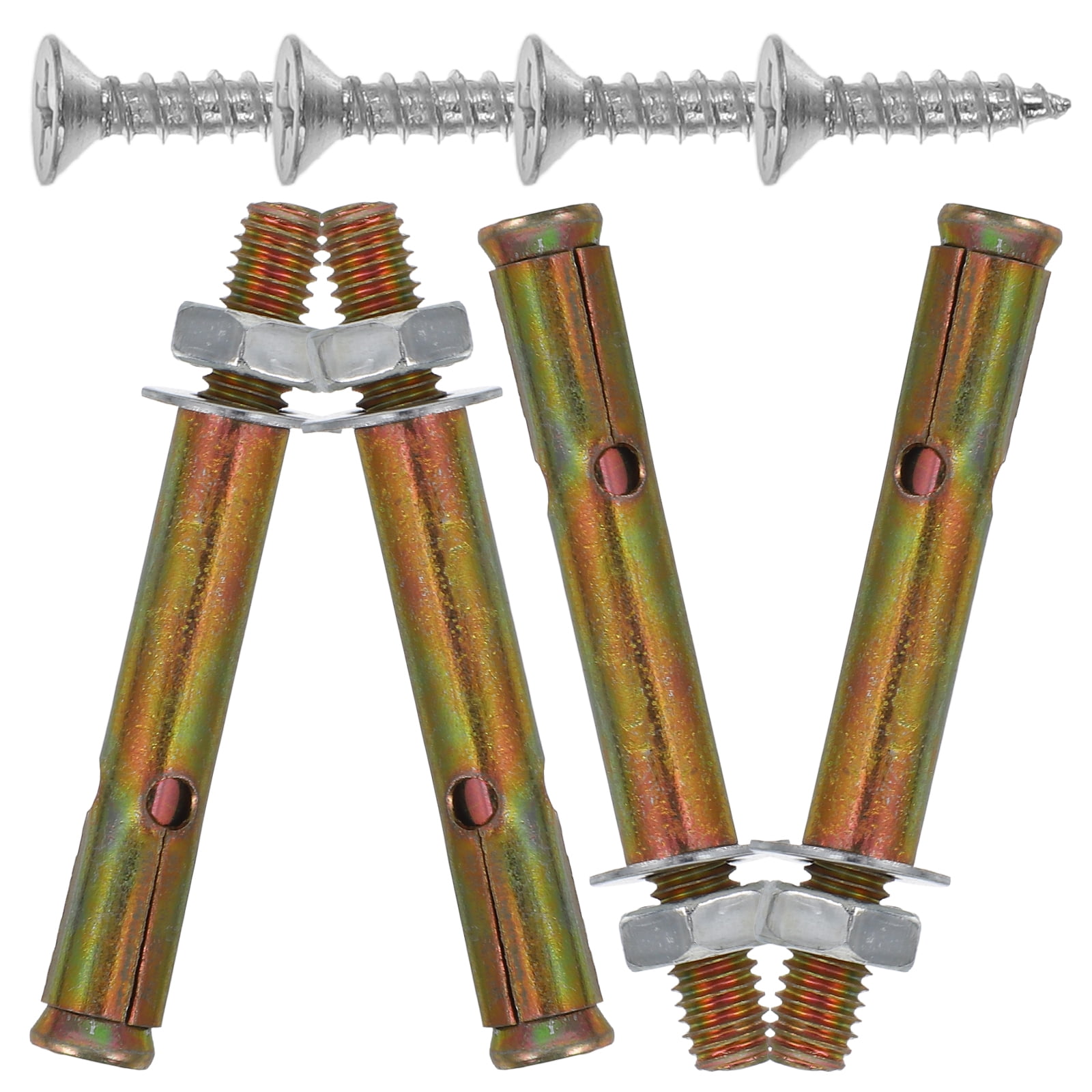 WORGEOUS 8pcs Carbon Steel Antiskid Sleeve Anchor Zinc Plated Non-Slip ...
