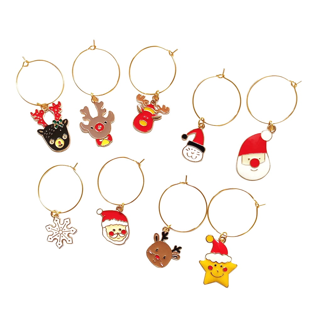 GOOHOCHY Cartoon Wine Glass Rings Set of 9 Fashion Party Drink Decors ...