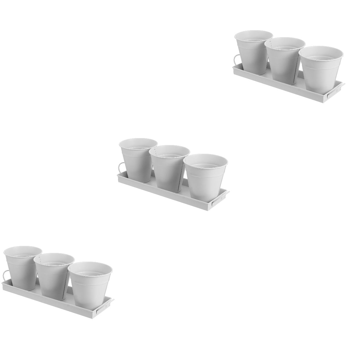 WORGEOUS 9 pcs Flower Iron Bucket Planter Pot with Tray Retro Flower ...