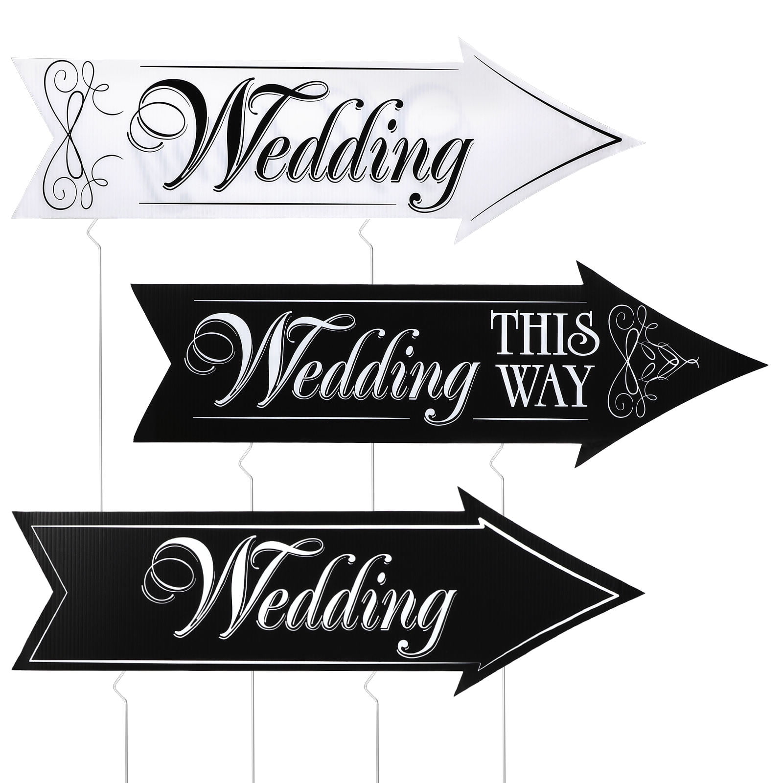 WORGEOUS Amosfun 3 Sets Wedding Directional Road Signs Wedding Arrow ...