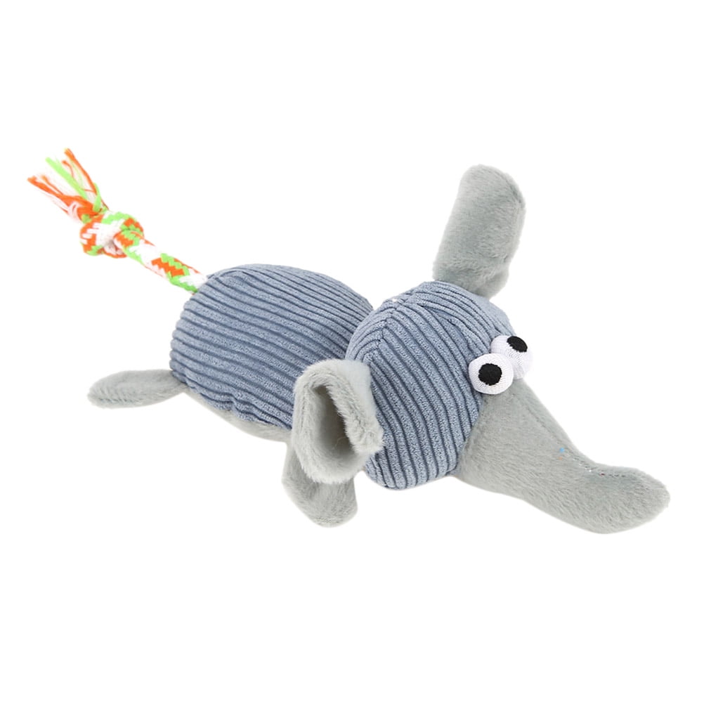 WORGEOUS Animal Shaped Pet Dog Plush Toy Funny Squeak Sound Toy (Grey ...