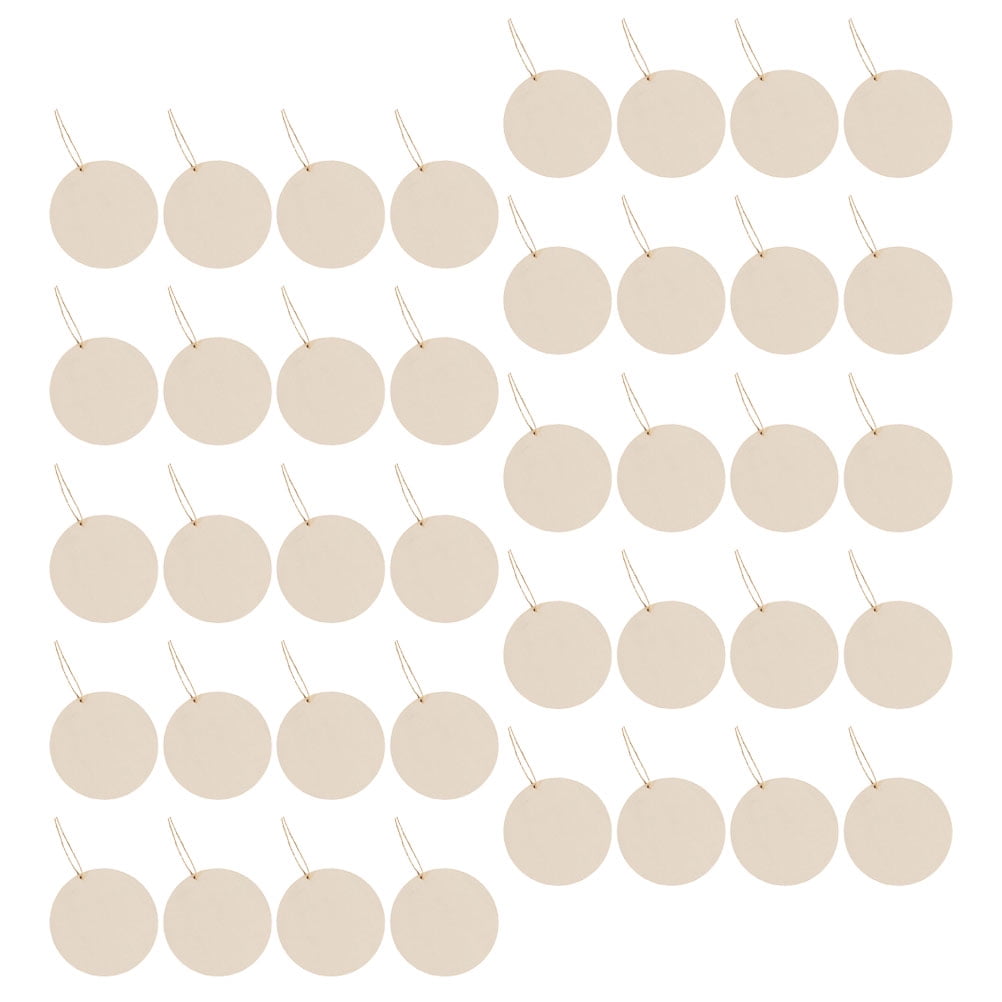 WORGEOUS Basswood Cut Wooden Round Hole Tag DIY Blank Hang Party Home ...