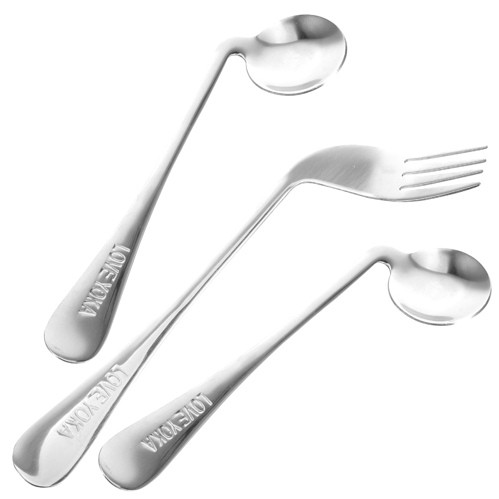 WORGEOUS Bent Left Hand Cutlery Elderly Patients Utensils Curved Spoons ...