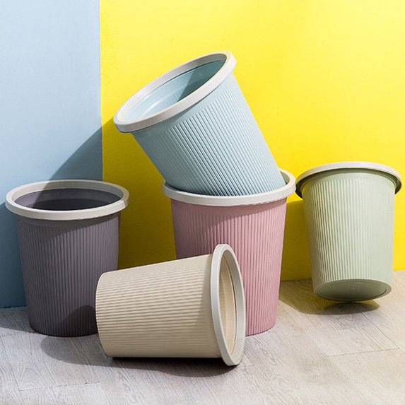 WORGEOUS Blue Trash Can with Pressure Ring for Home Office Use 3 Pieces ...