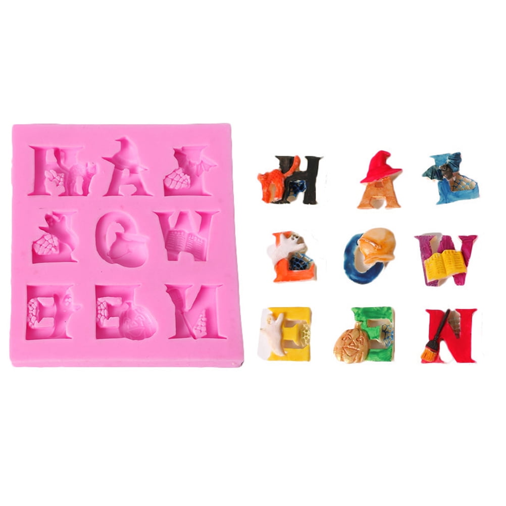 WORGEOUS Cake Fondant Mold Letters Shape Pink Silicone Diy Making ...