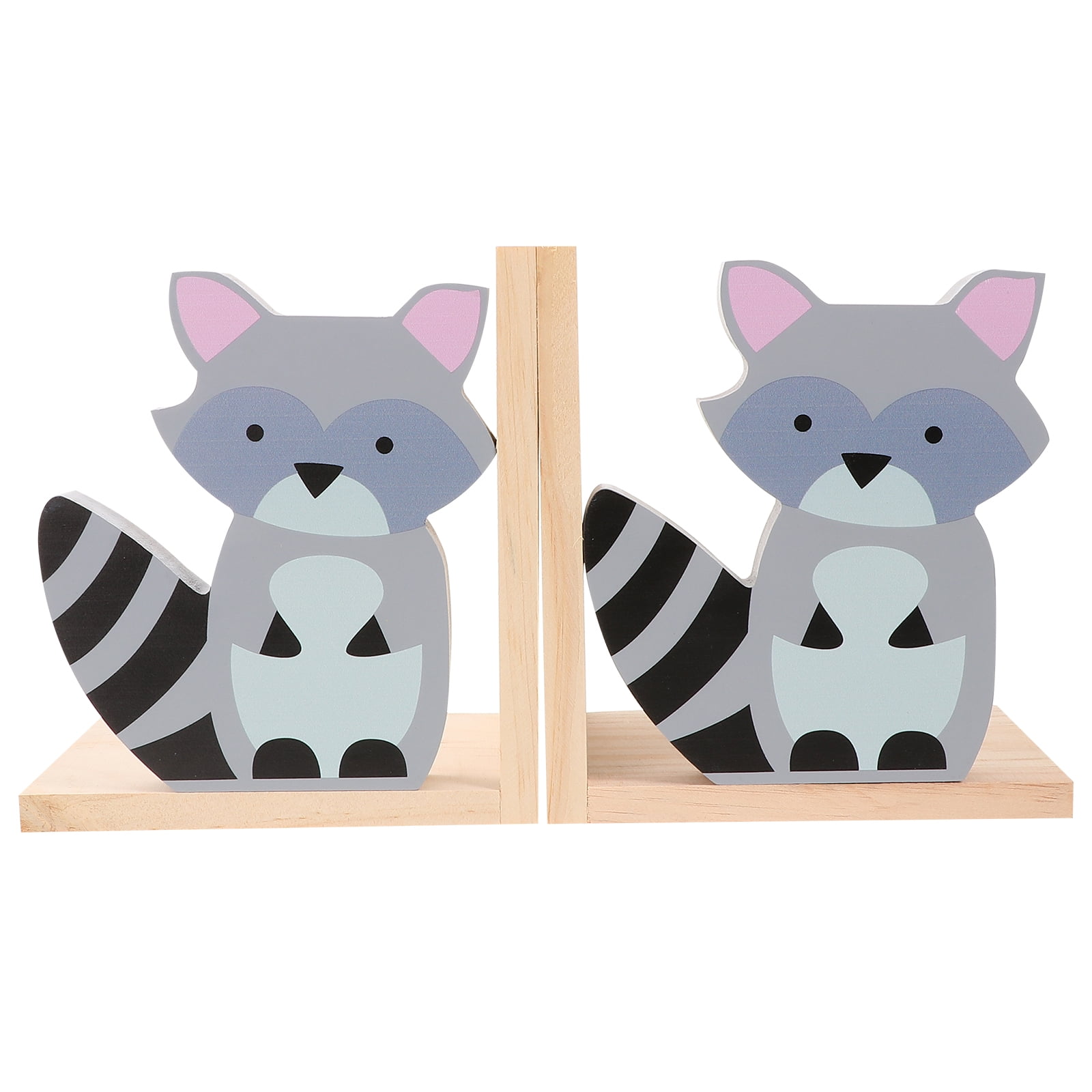 WORGEOUS Cartoon Raccoon Wood Bookends for Home Office Decor - Walmart.com