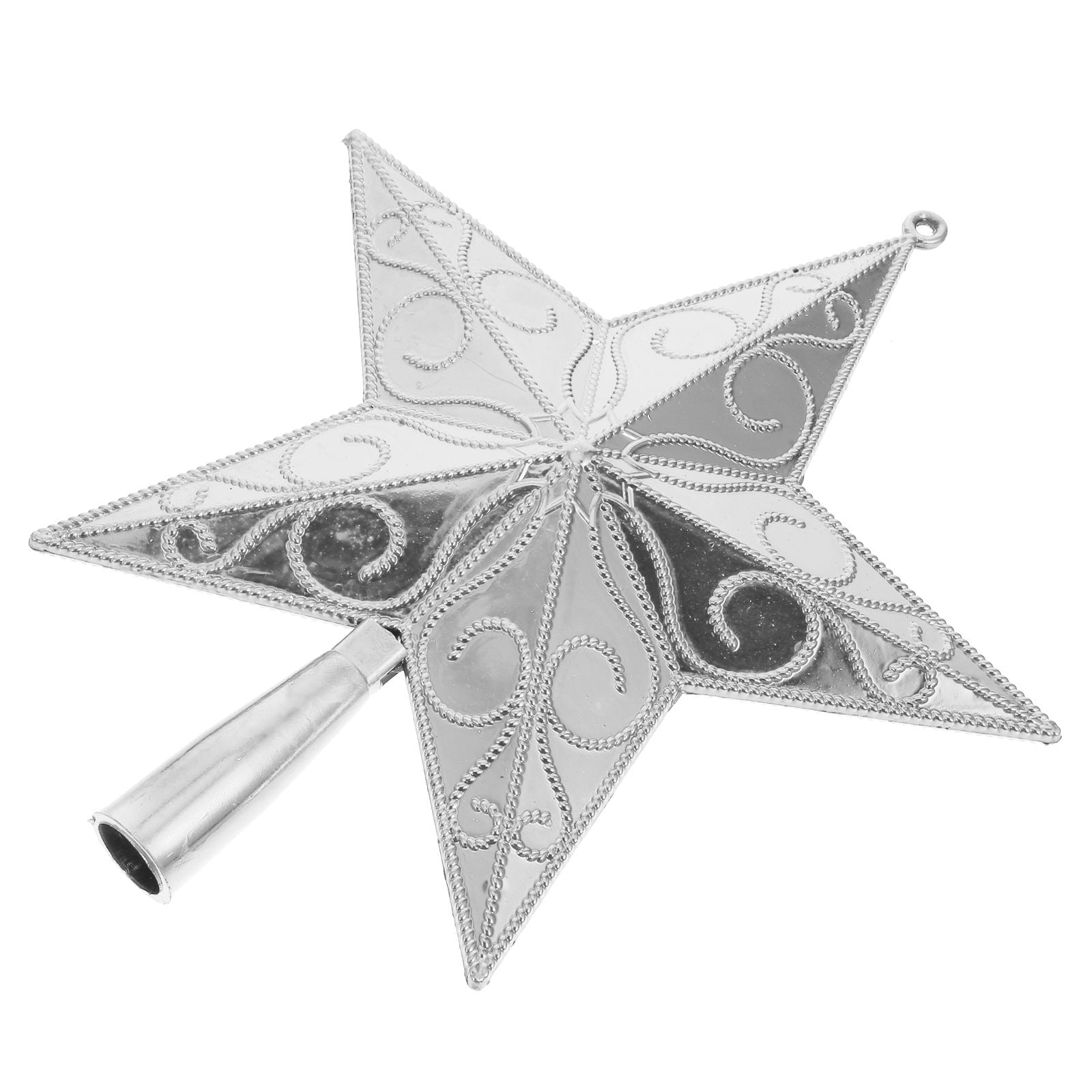 WORGEOUS Christmas Star Tree Topper 1Pack Silver Star-shaped Plastic ...