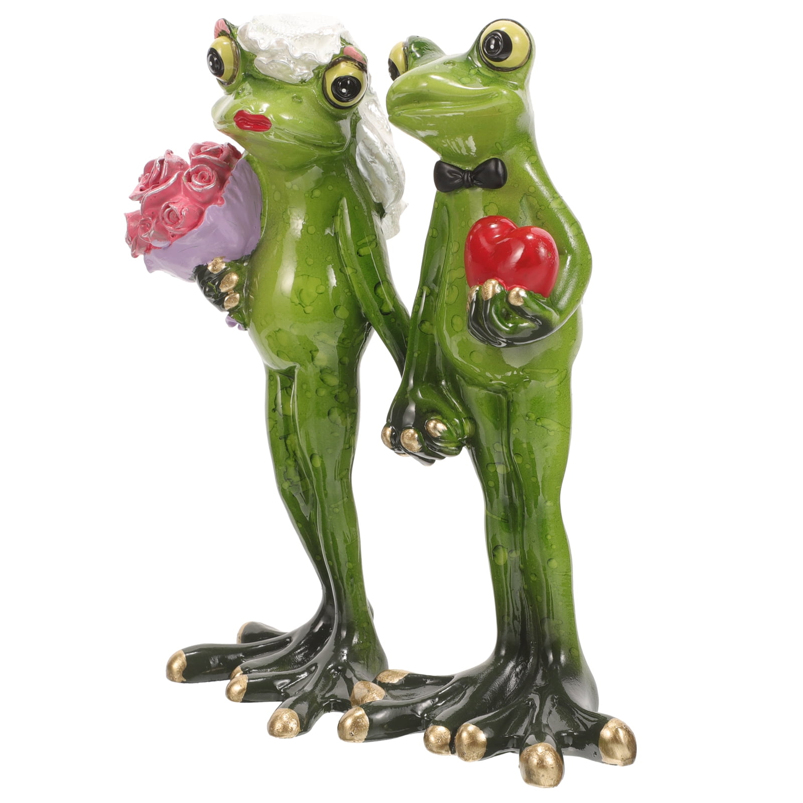 WORGEOUS Couple Frog Couple Statue Ornament Resin Frog Craft Miniature ...