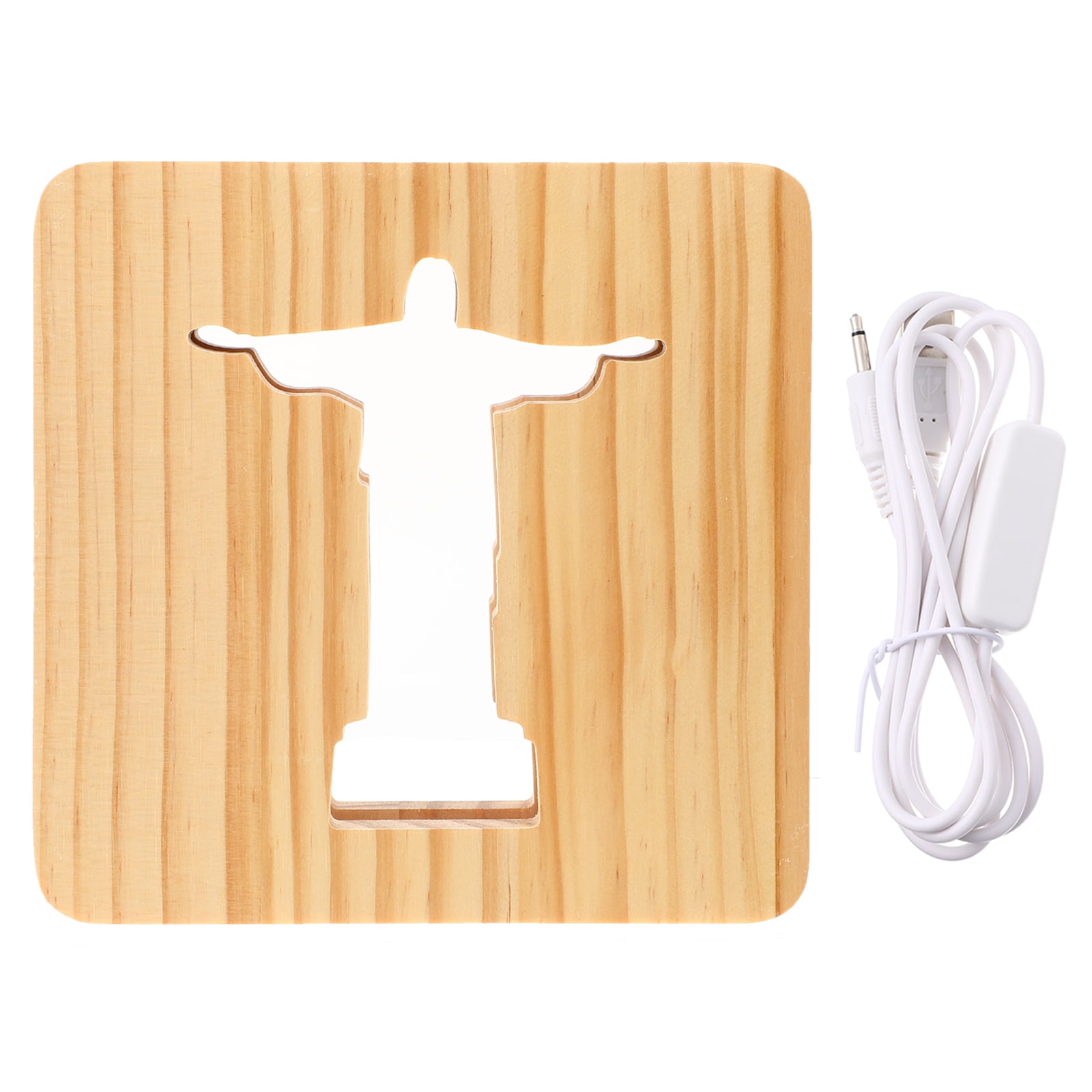 WORGEOUS Crucifix Jesus Solid Wood Night Light Hologram USB Power ...
