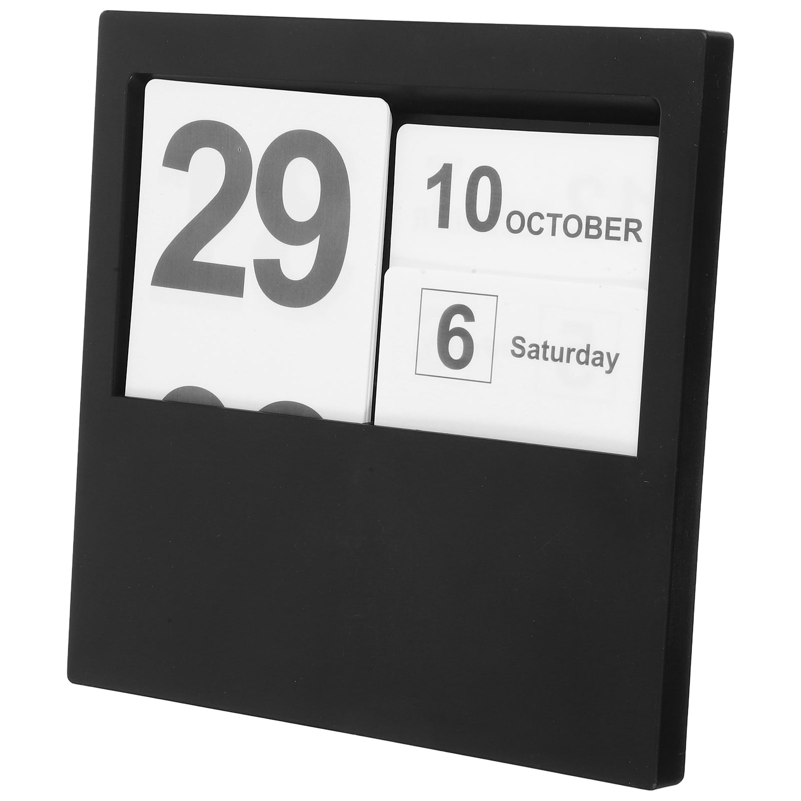 WORGEOUS Desk Block Calendar Large Wall Clock Wooden Perpetual Office ...