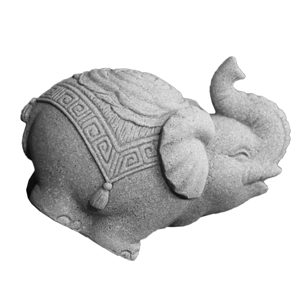 WORGEOUS Elephant Statue Sandstone Elephant Ornament Small Stone Craft ...