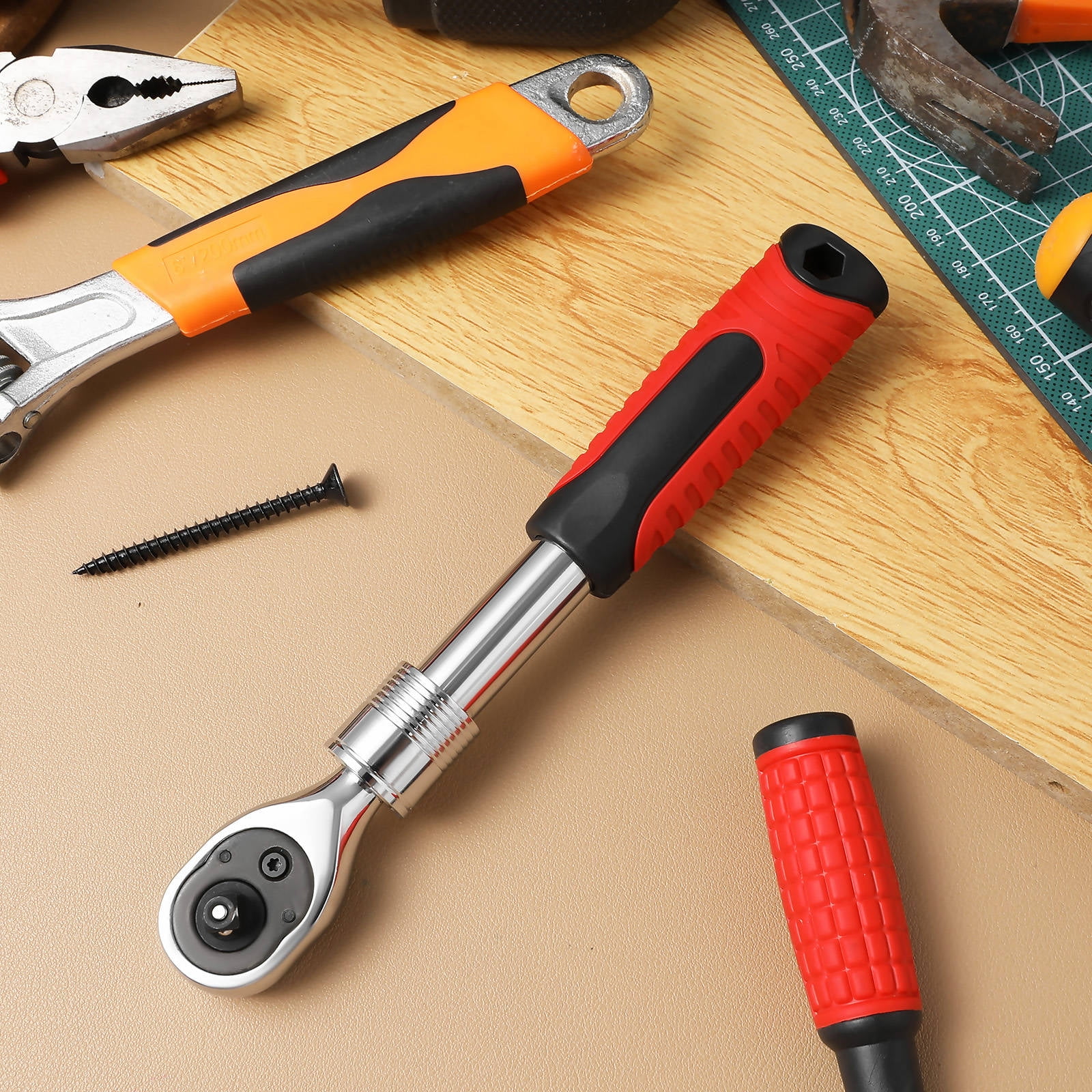 WORGEOUS Extendable Ratchet Wrench 1/4 Inch Drive Ratchet Telescopic ...