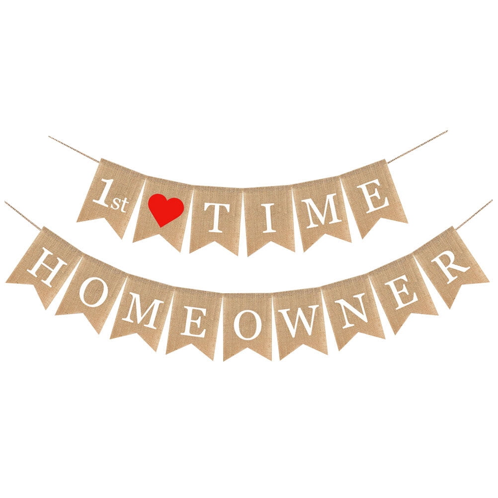 WORGEOUS First Time Homeowner Burlap Garland Banner with Letter and ...