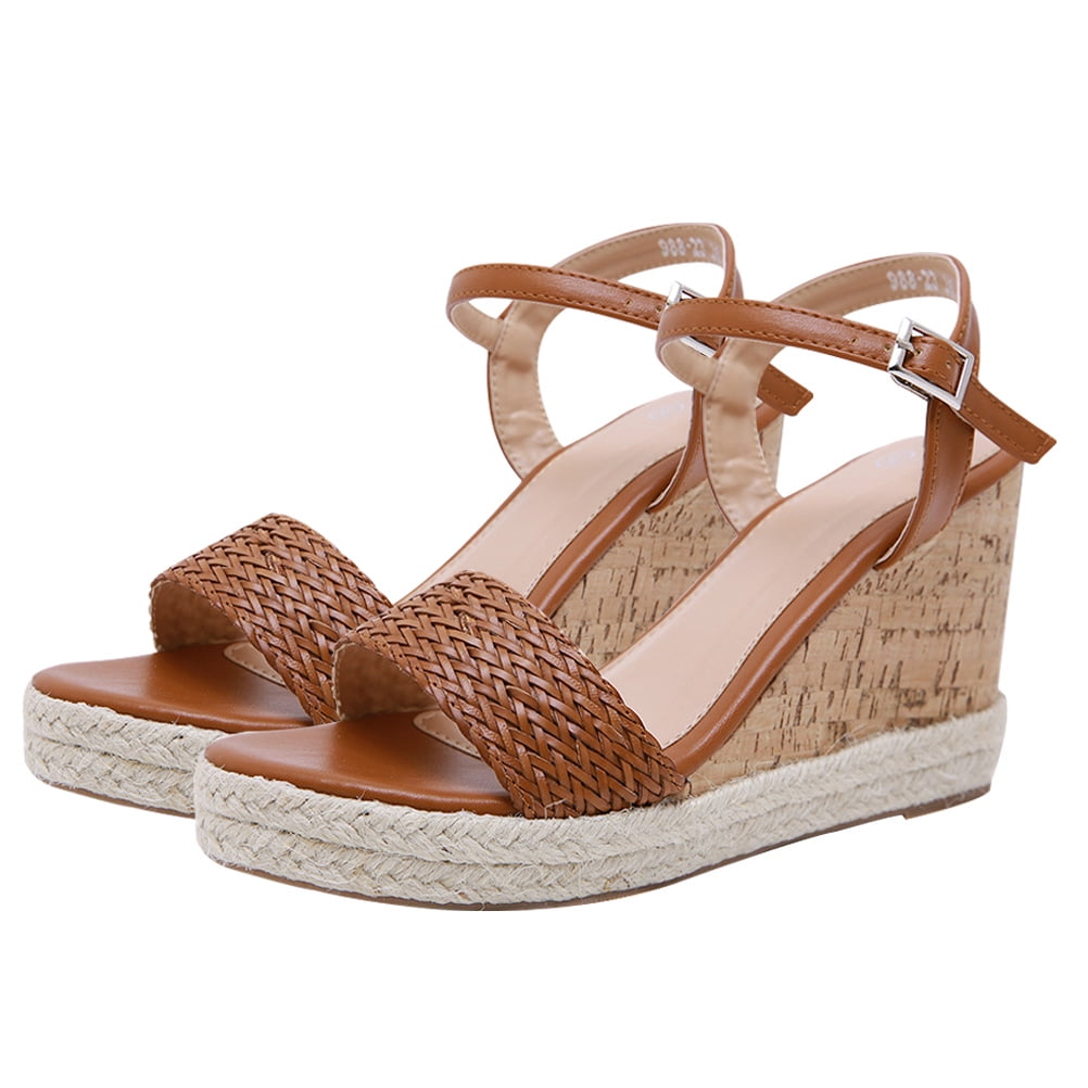 WORGEOUS Foot Strap Wedge Sandals PU Classic Appearance Woman Miss ...