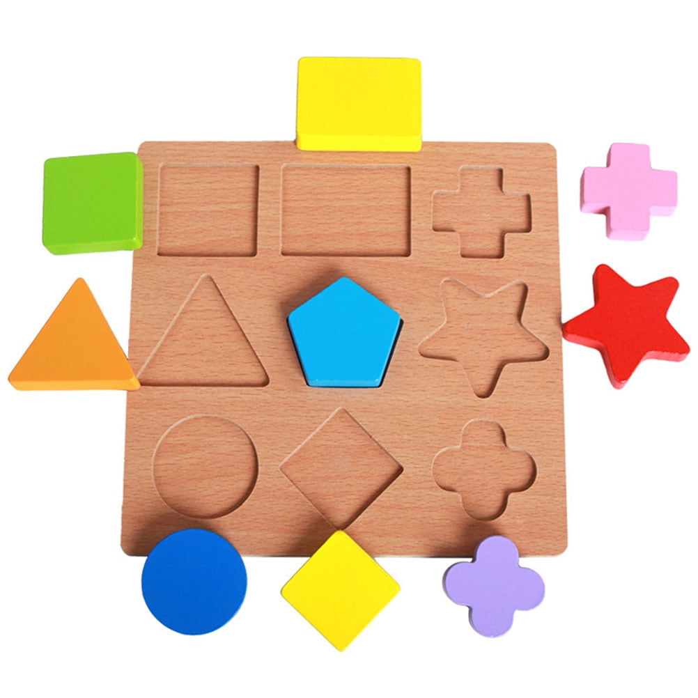 GOOHOCHY Wooden Geometry Puzzle Toys for Kids Playing with Assorted ...
