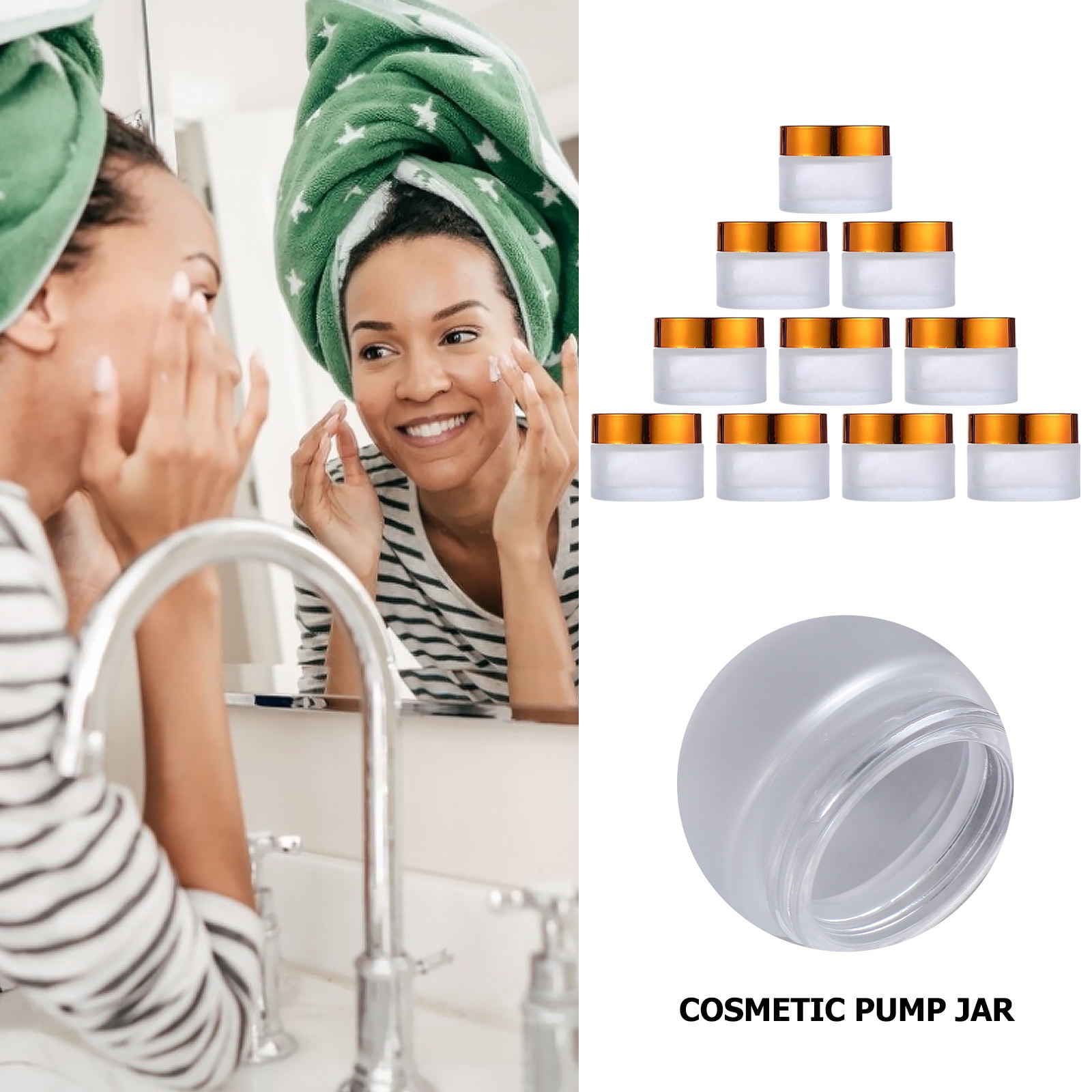 WORGEOUS Small Travel Jars Refillable Jars Golden Glass 10Pcs 2x2x1.6in ...