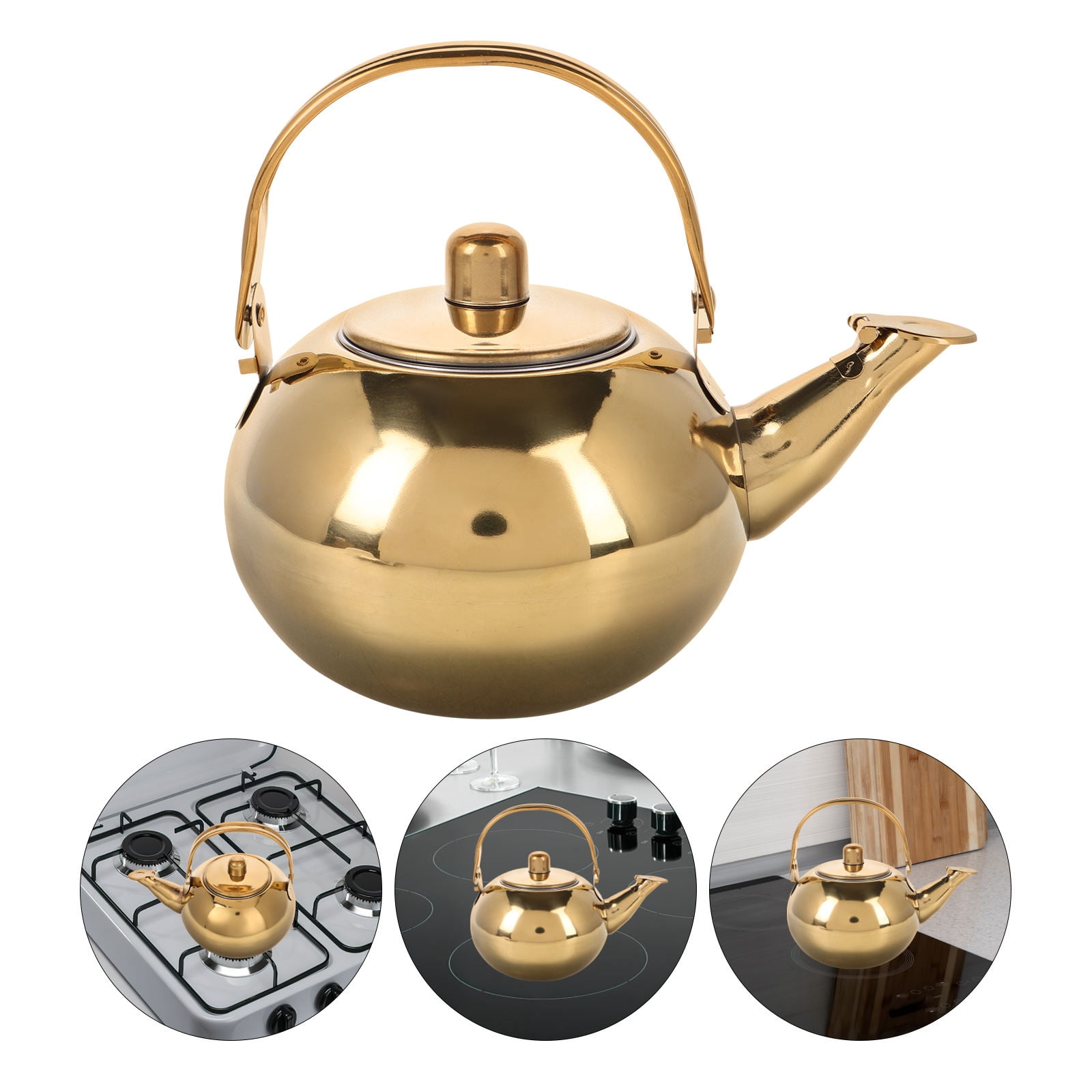 WORGEOUS Golden Stainless Steel Tea Kettle with Filter Screen for Home ...