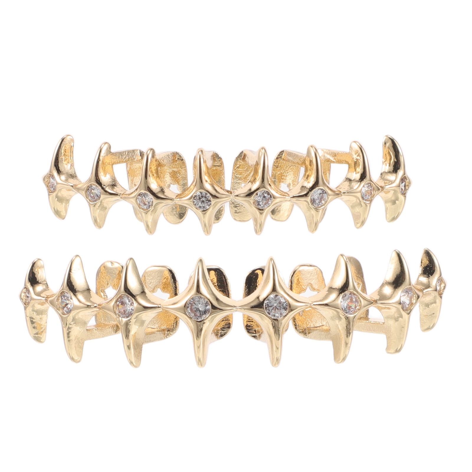 WORGEOUS Hip Hop Teeth Braces with Star and Gold Plated Fake Grills for ...