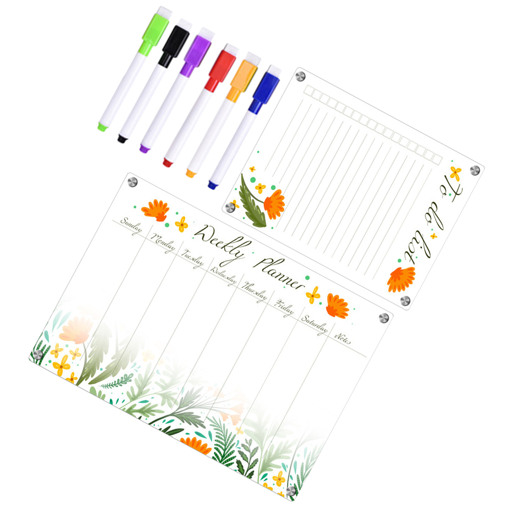 WORGEOUS Home Acrylic Dry Erase Board Magnetic Message Calendar for ...