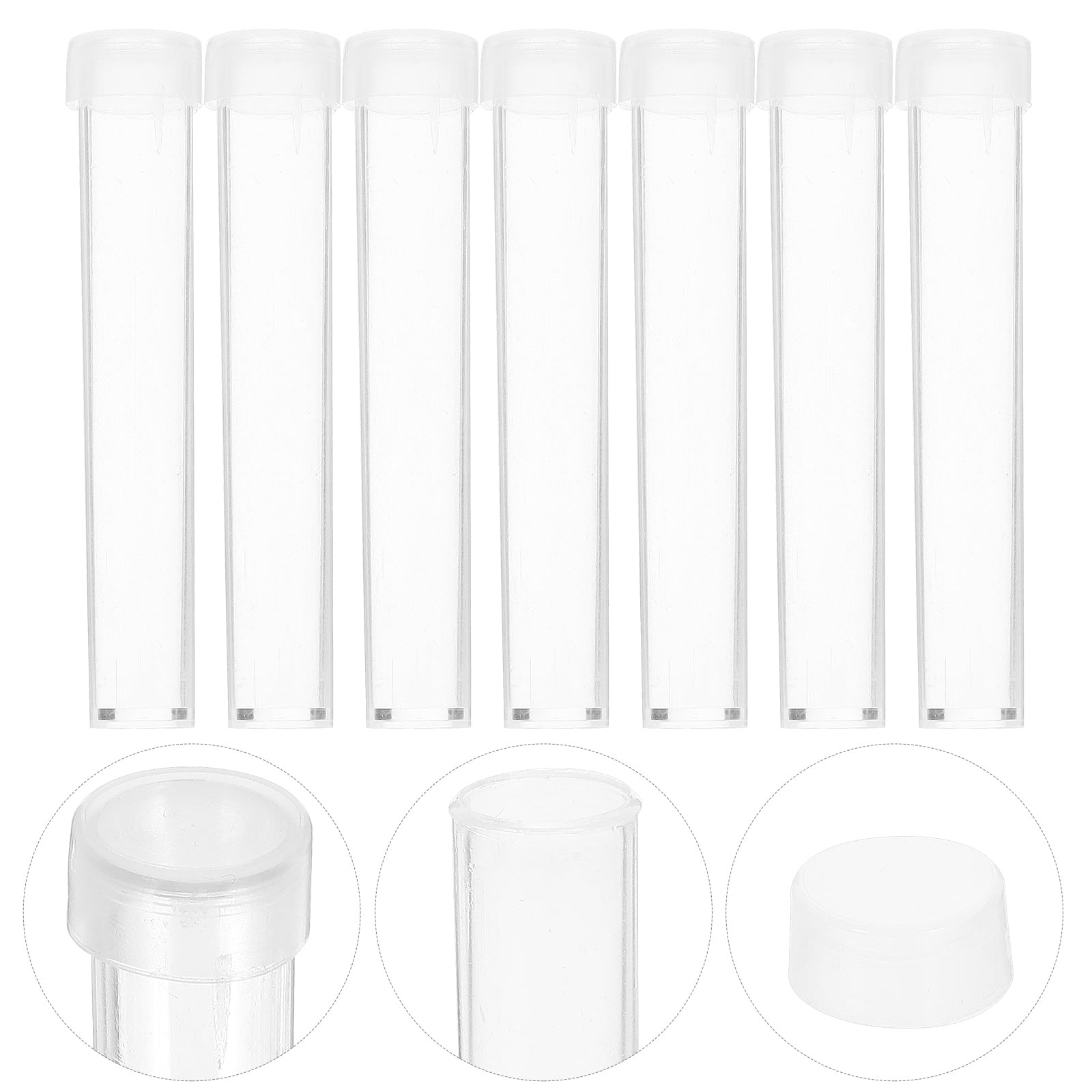 BESTYASH 25Pack Plastic Test Tubes with Caps Clear Test Tubes Storage ...