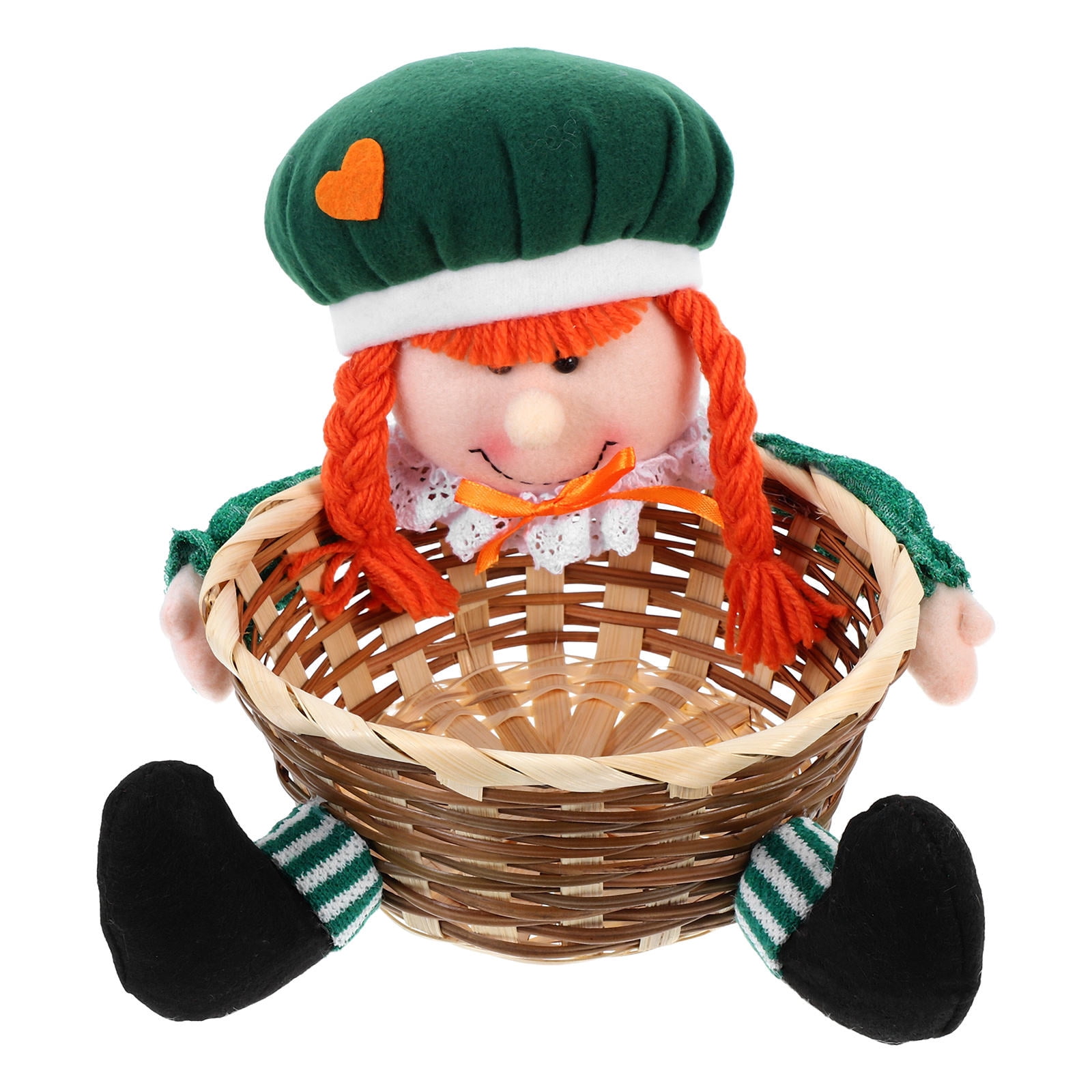 WORGEOUS Irish Party Basket Plush Shamrock Gnome Candy Holder St ...