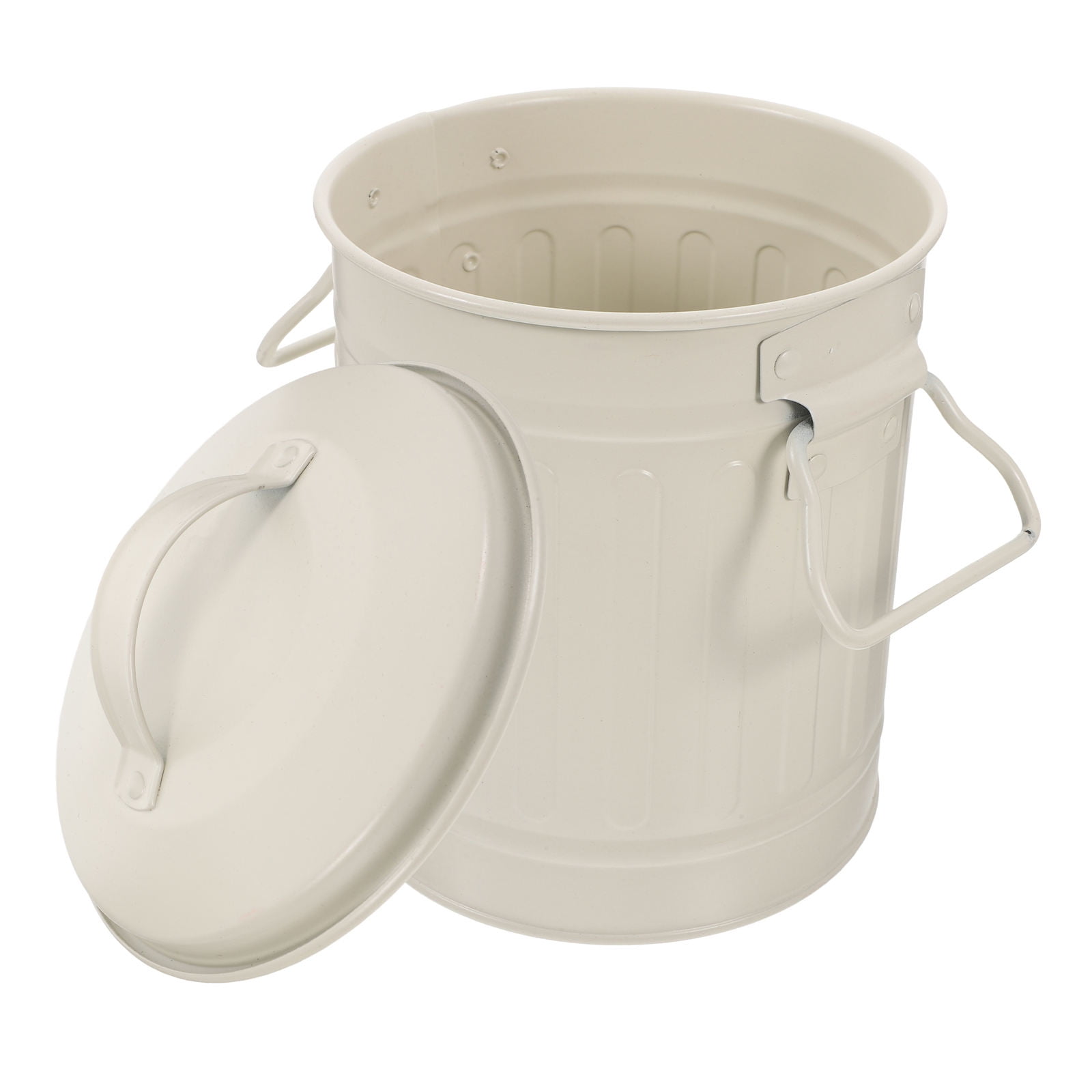 WORGEOUS Iron Trash Can Metal Storage Basket With Lid For Office ...