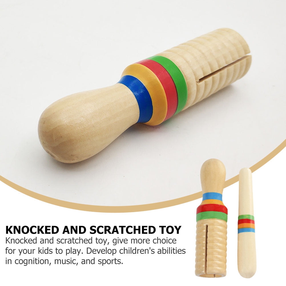SWETRACE Childrens Instruments Sound Tube Wooden Beige 2Pcs 5.1x1.4x1 ...