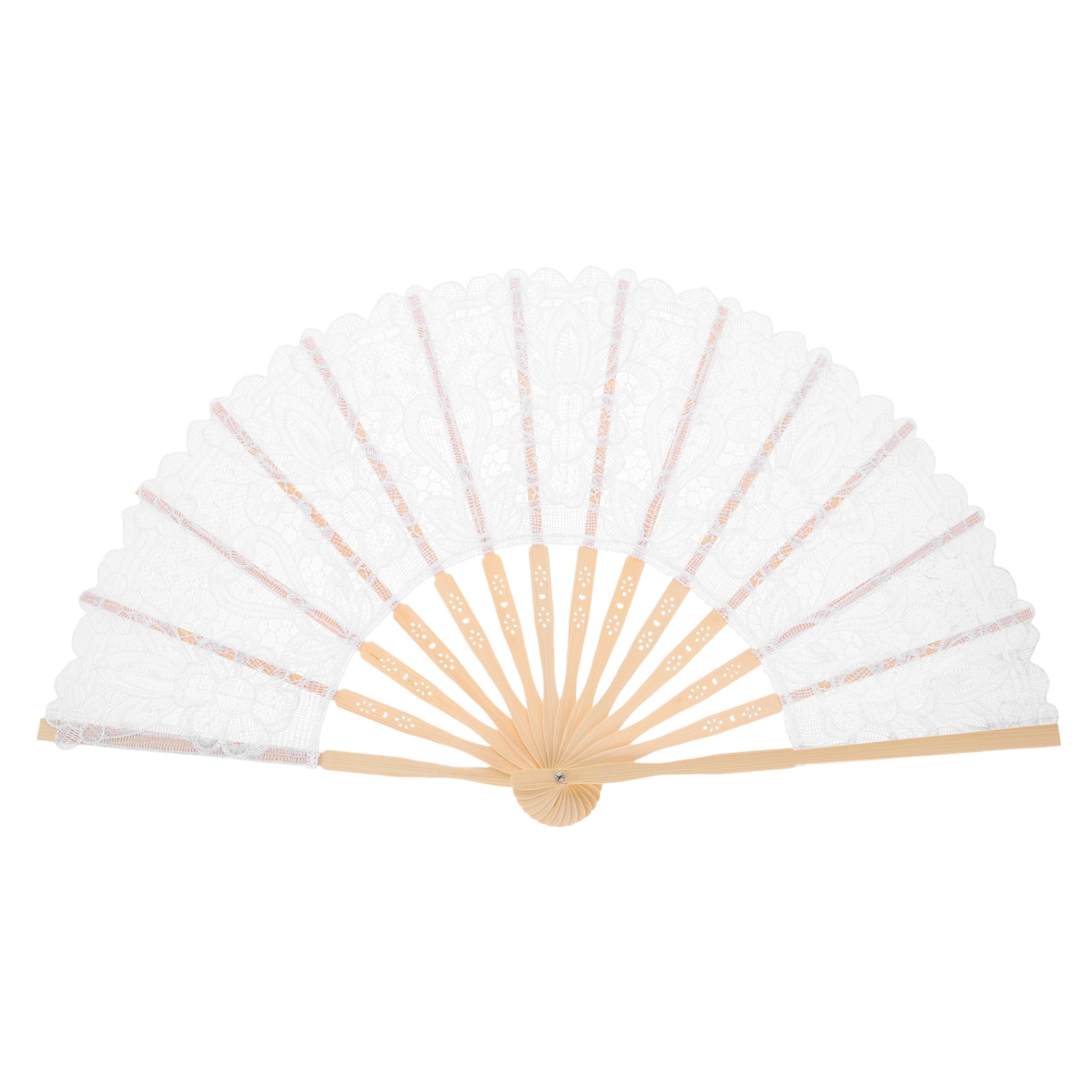WORGEOUS Lace Floral Hand Fans Retro Elegant Chinese White Vintage ...