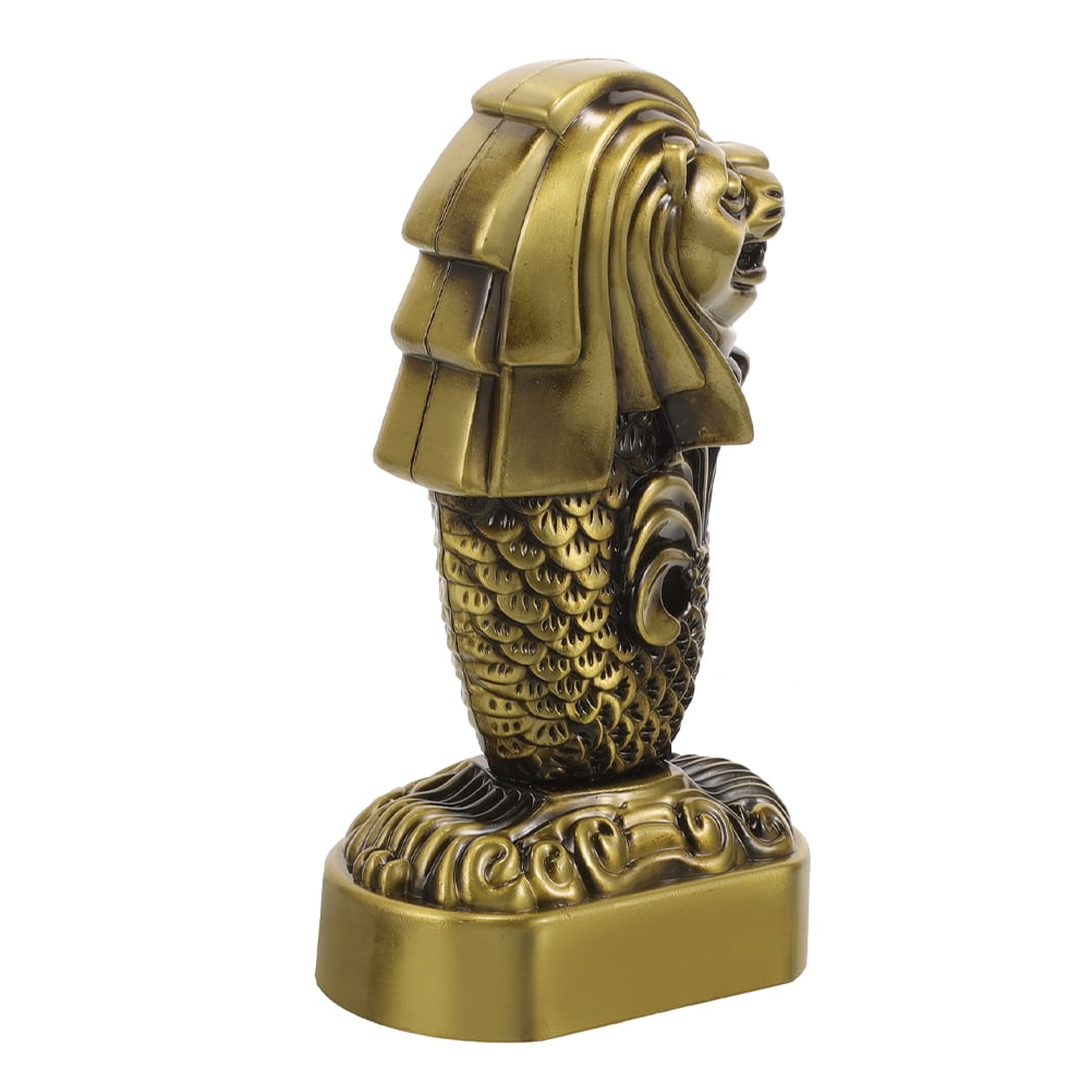 Golden Metal Merlion Statue for Home Office Decor with Exquisite ...