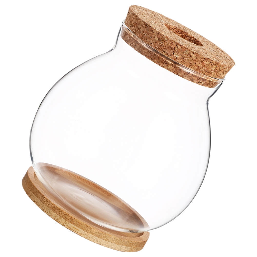 WORGEOUS Mini Fish Tank With Wood Lid Transparent Glass Fish Bowl ...