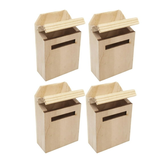 WORGEOUS Miniature Mailbox Wooden Mailbox Furniture Accessories Pretend ...