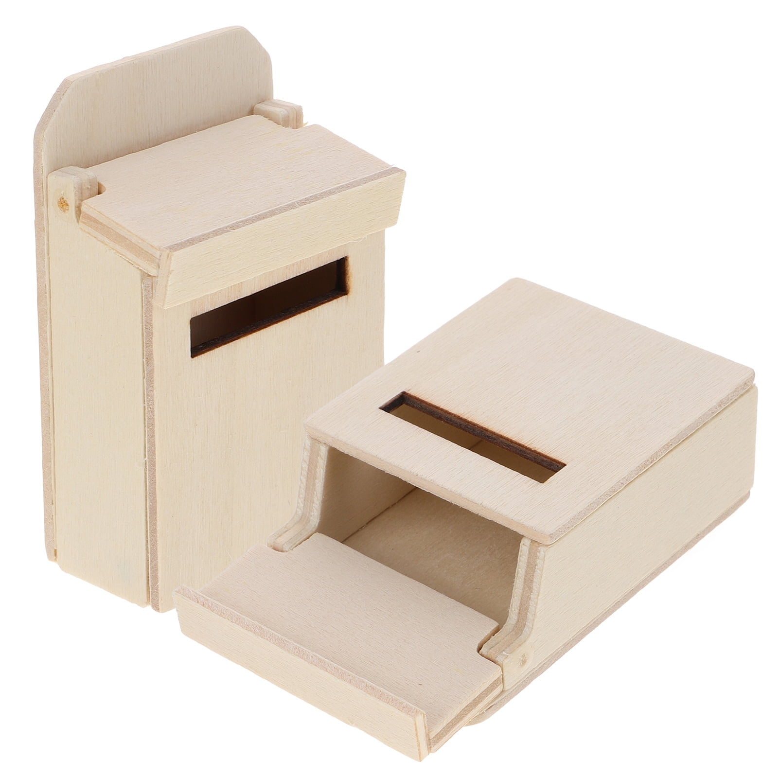 WORGEOUS Miniature Wooden Mailbox House Toy for Kids DIY Play Vintage ...
