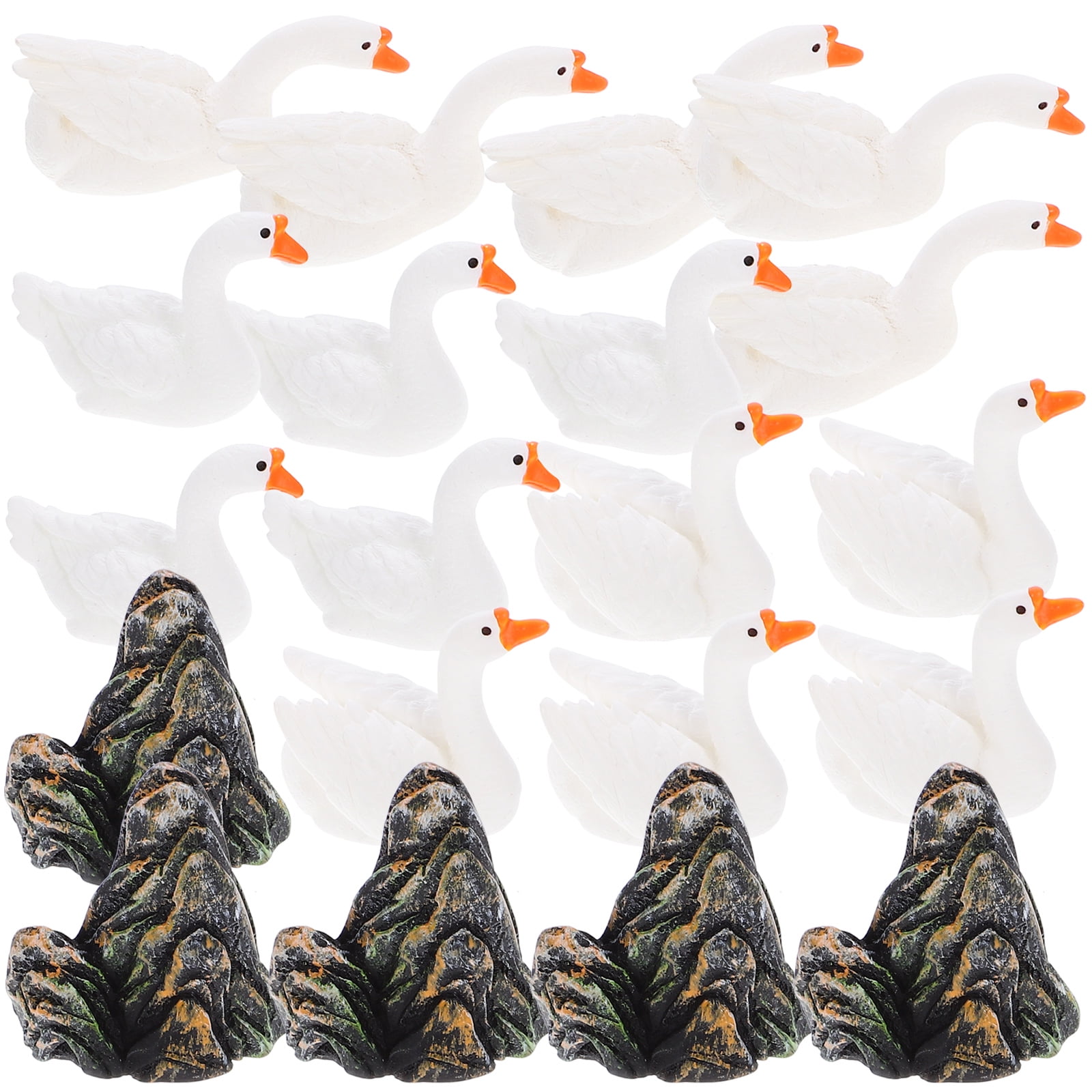 Adorable Goose Figurine Set for Garden Decor Resin Material Assorted ...