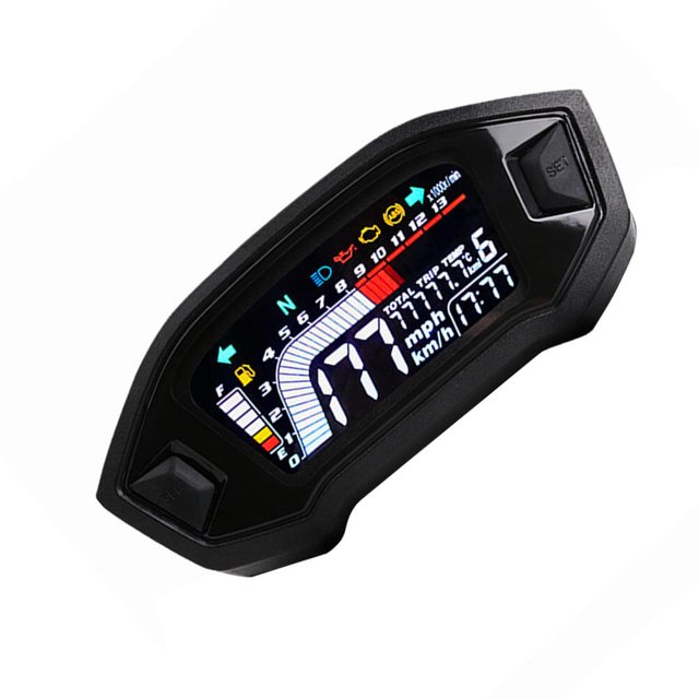 WORGEOUS Motorcycle Speedometer LCD Tachometer Universal Digital ...