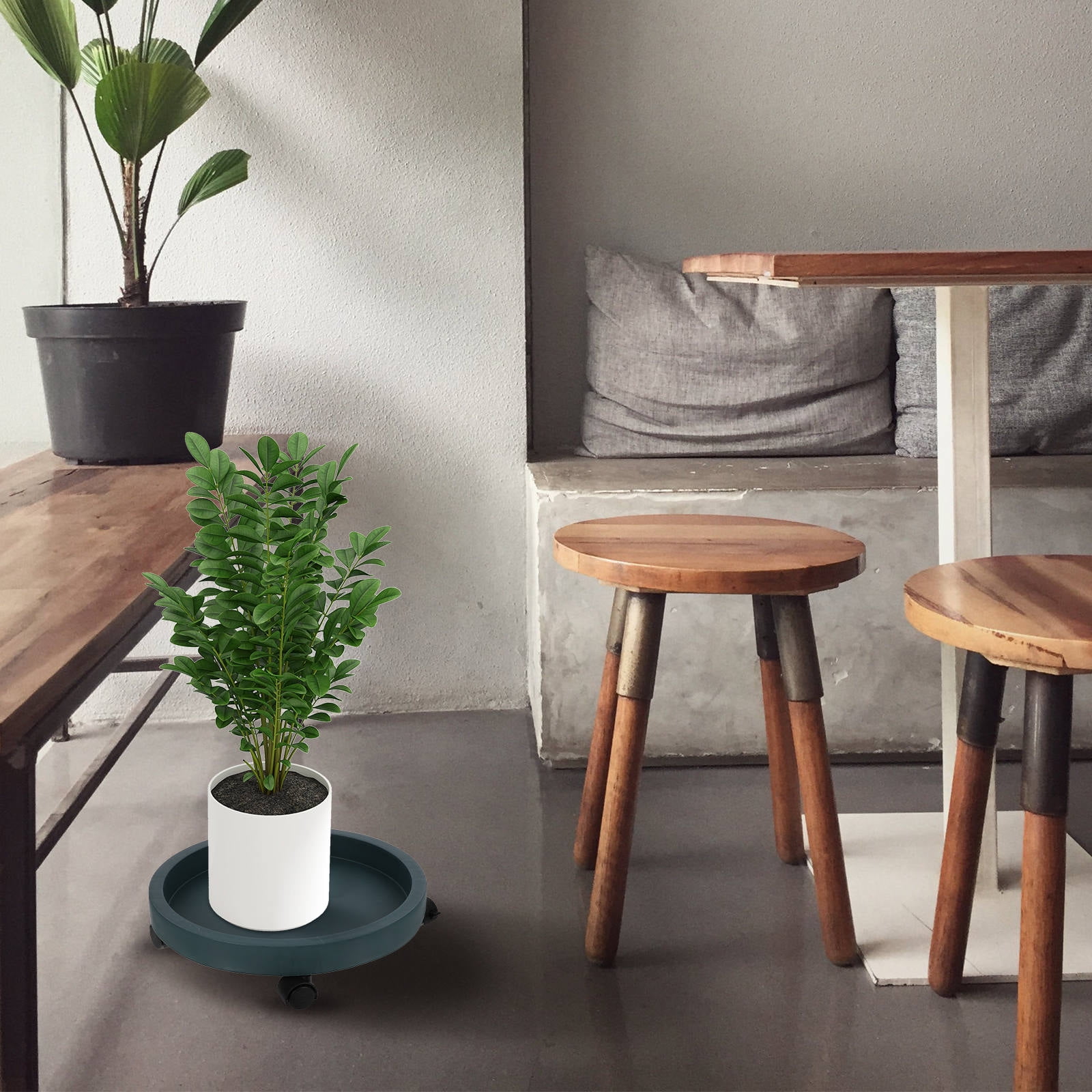 WORGEOUS Movable Flowerpot Stand With Wheels Round Planter Base Saucer ...