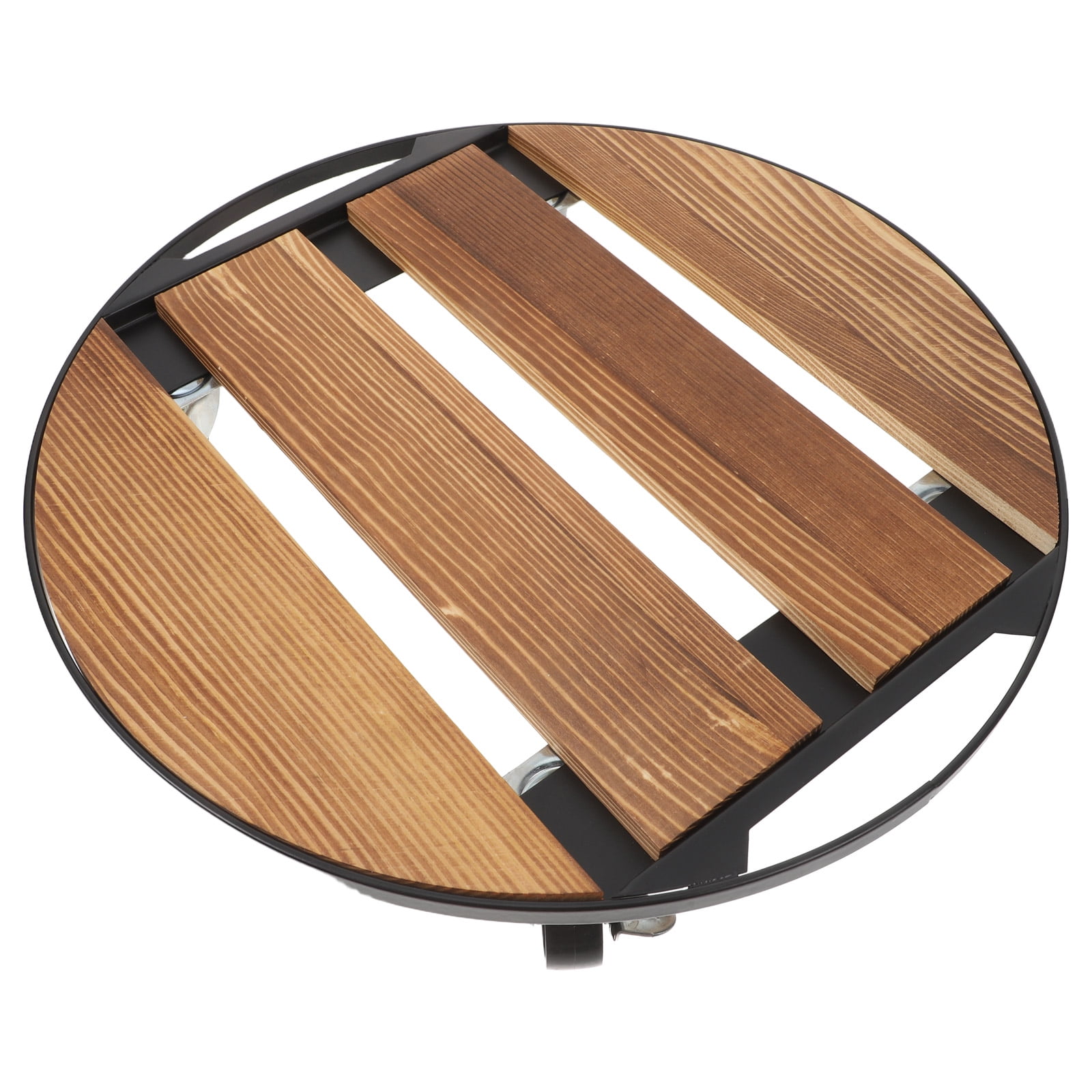 WORGEOUS Movable Wooden Plant Stand with Wheels Round Plant Tray Flower ...